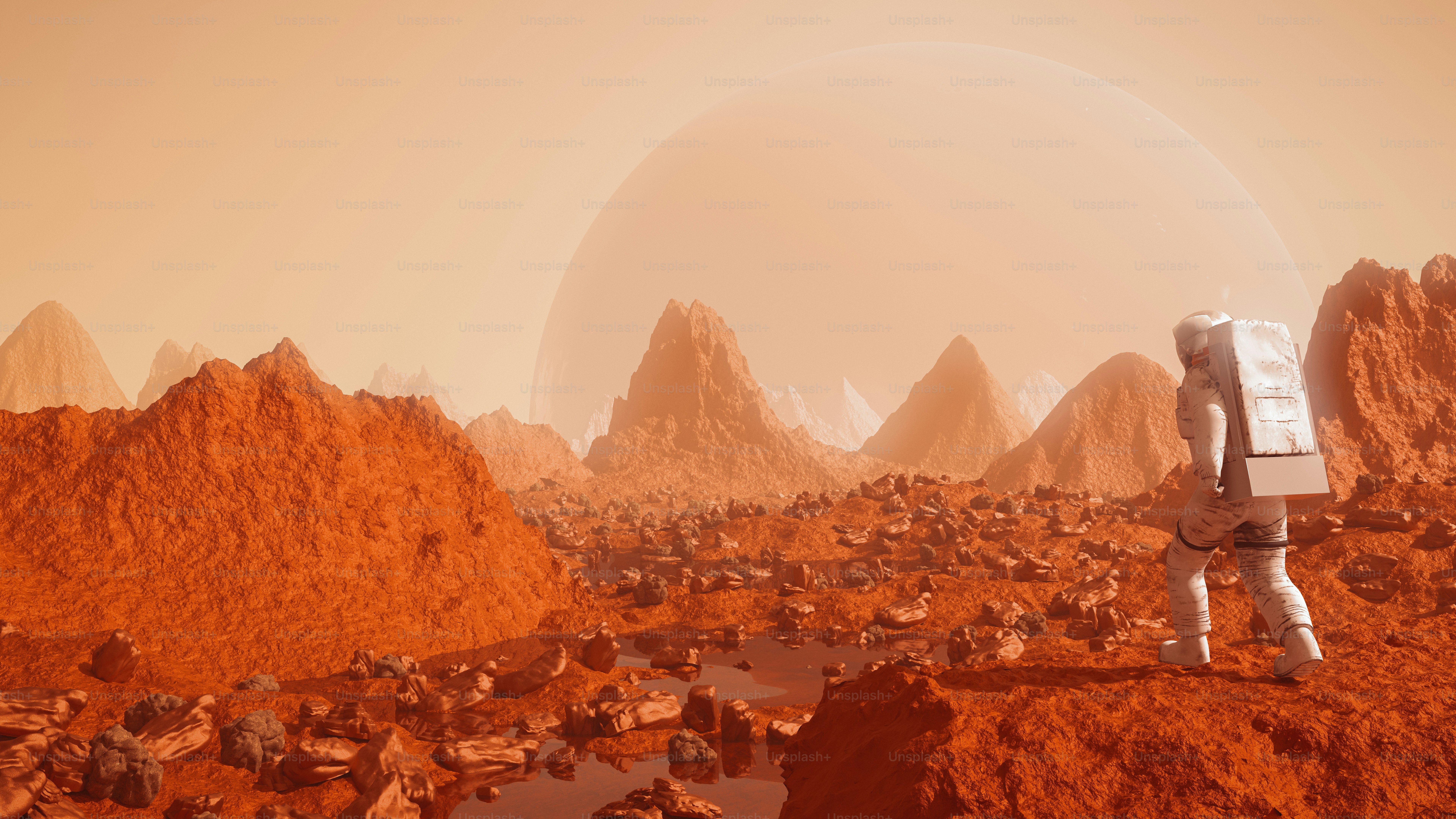 An artist's rendering of a space station in the desert photo – Mars ...