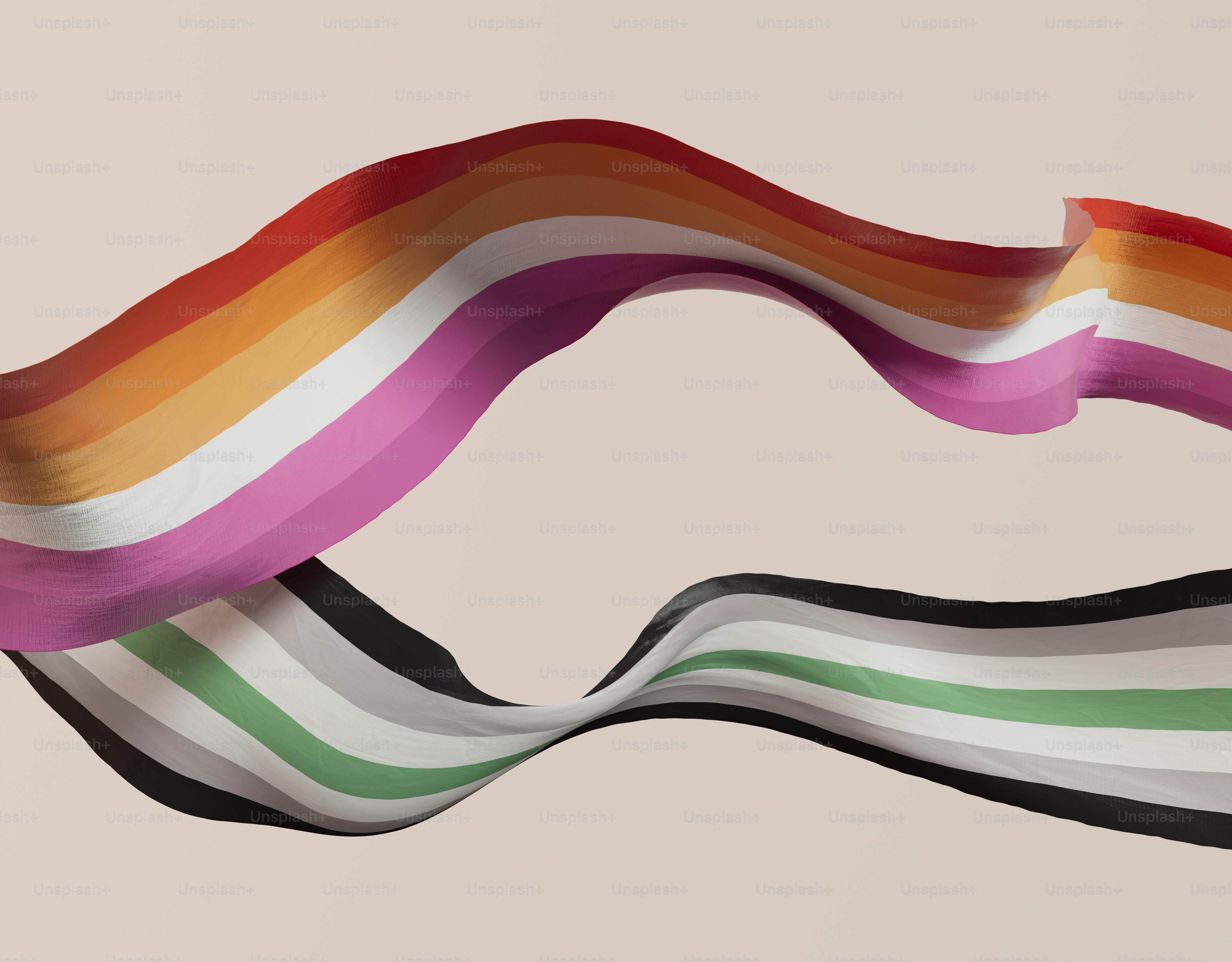 A multicolored waving flag on a beige background photo – Agender pride ...