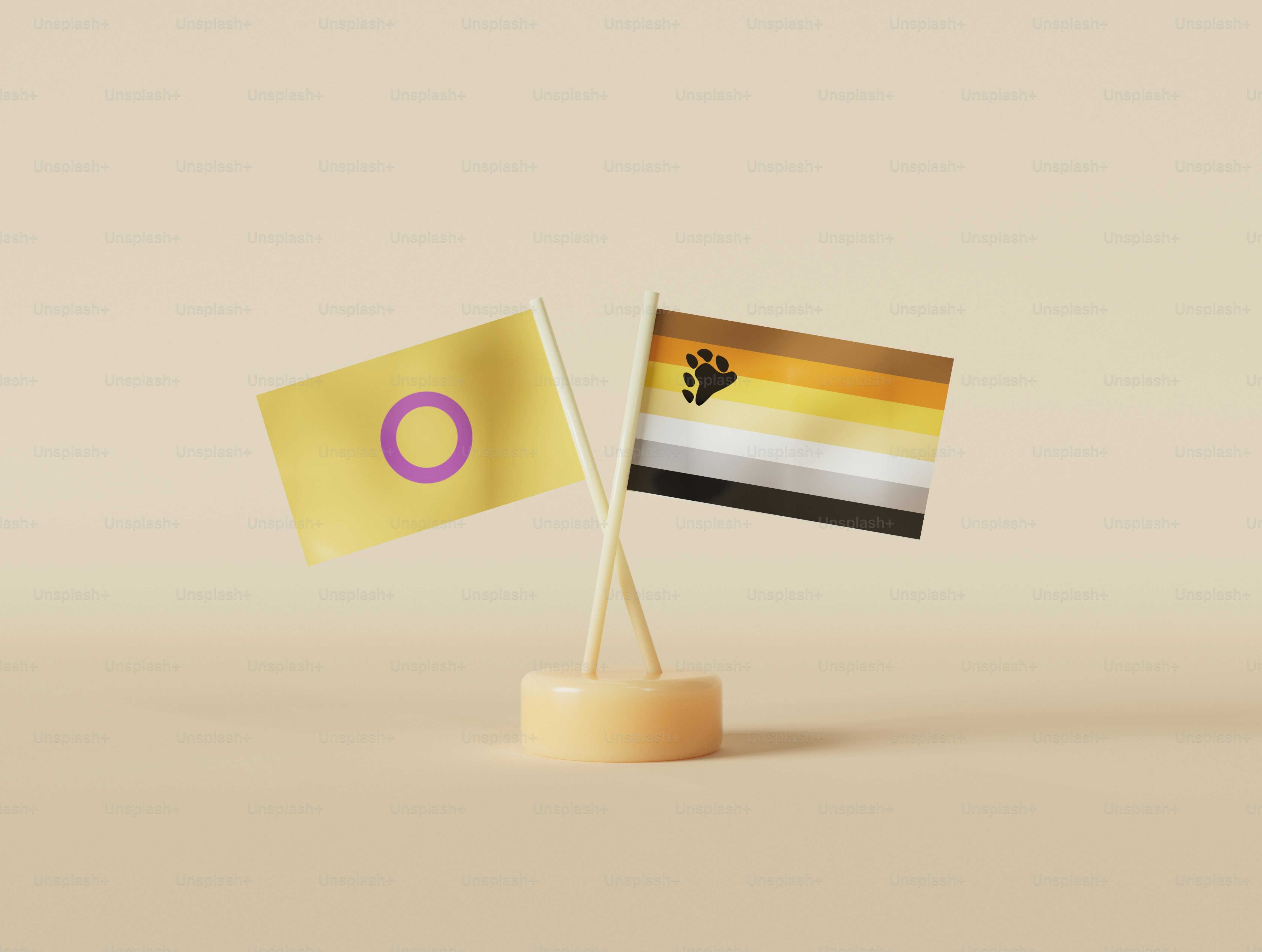 A miniature flag and a miniature flag on a stand photo – Digital image ...