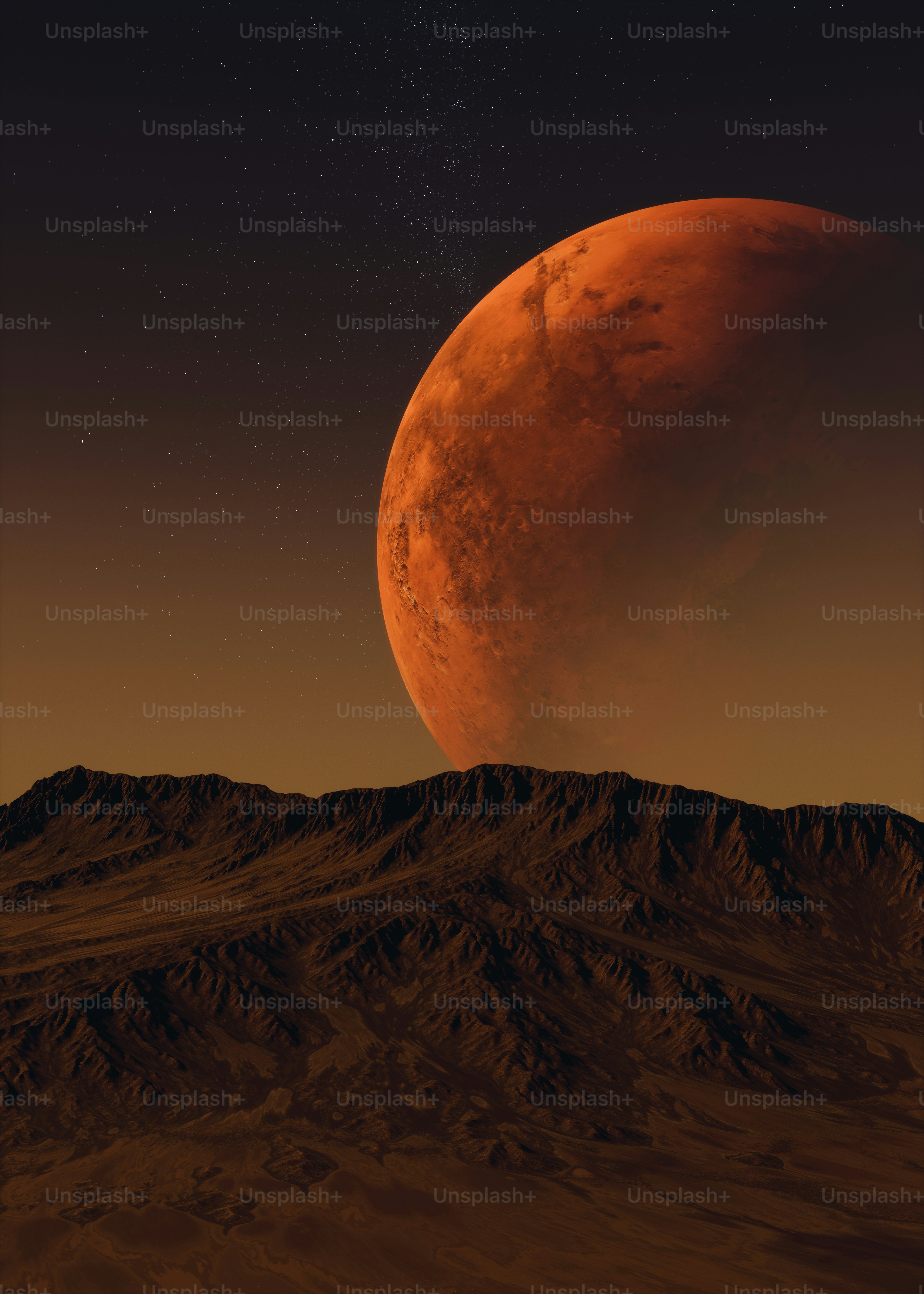 A red moon rising over a desert landscape photo – Universe Image on ...