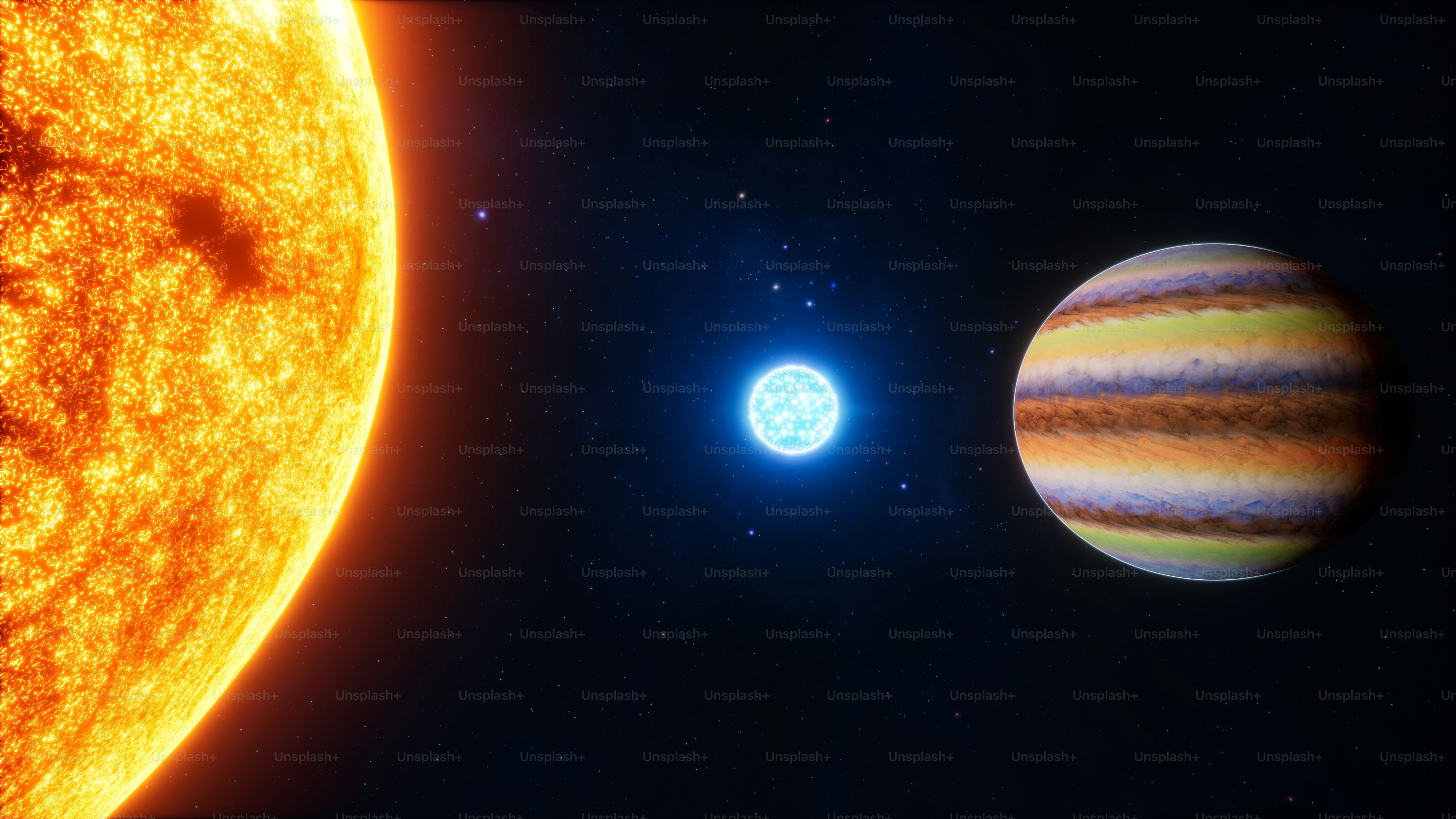 The sun and two planets are shown in this artist's rendering photo ...