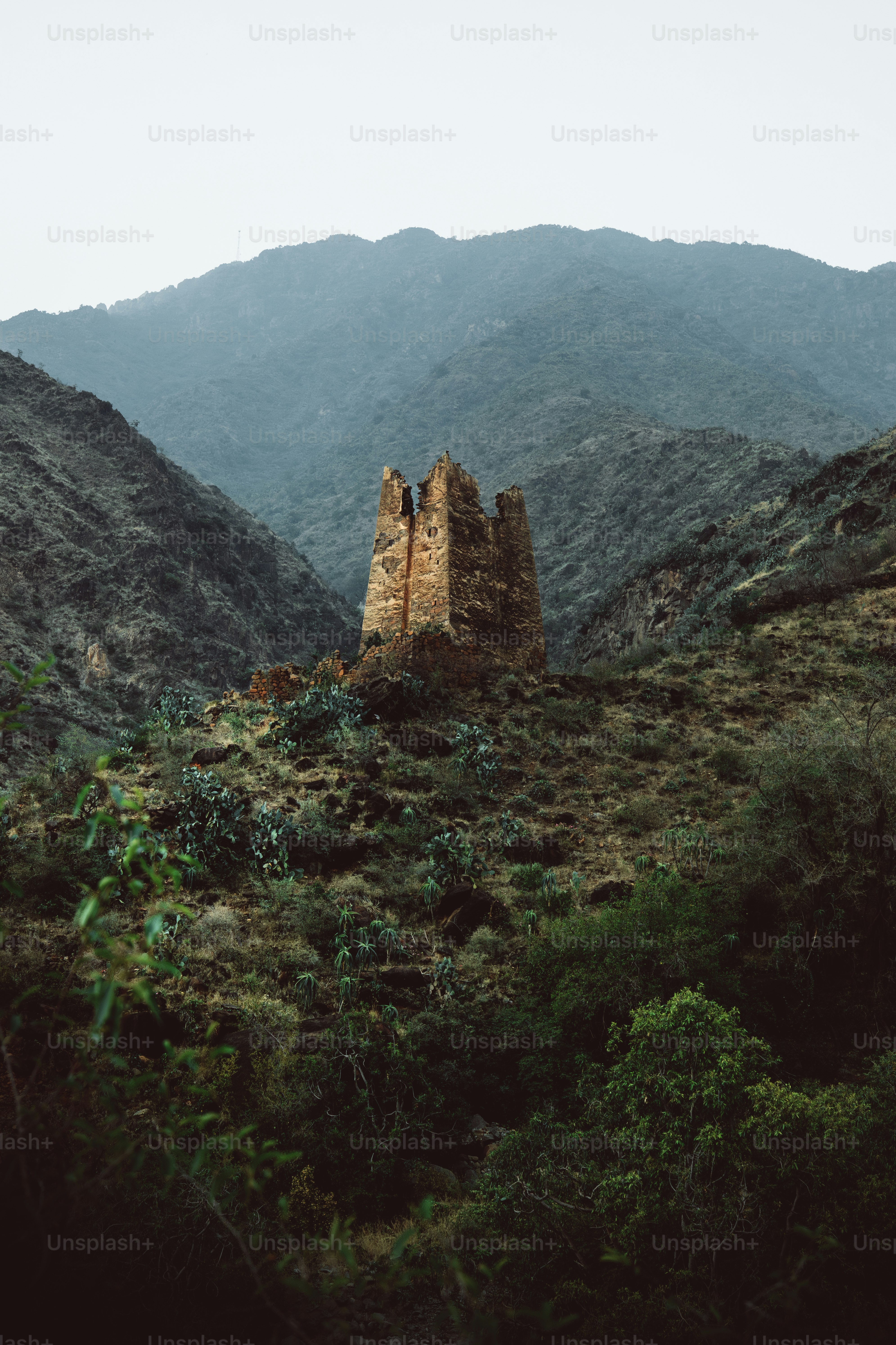 A view of the mountains from a high point of view photo – Abha saudi ...