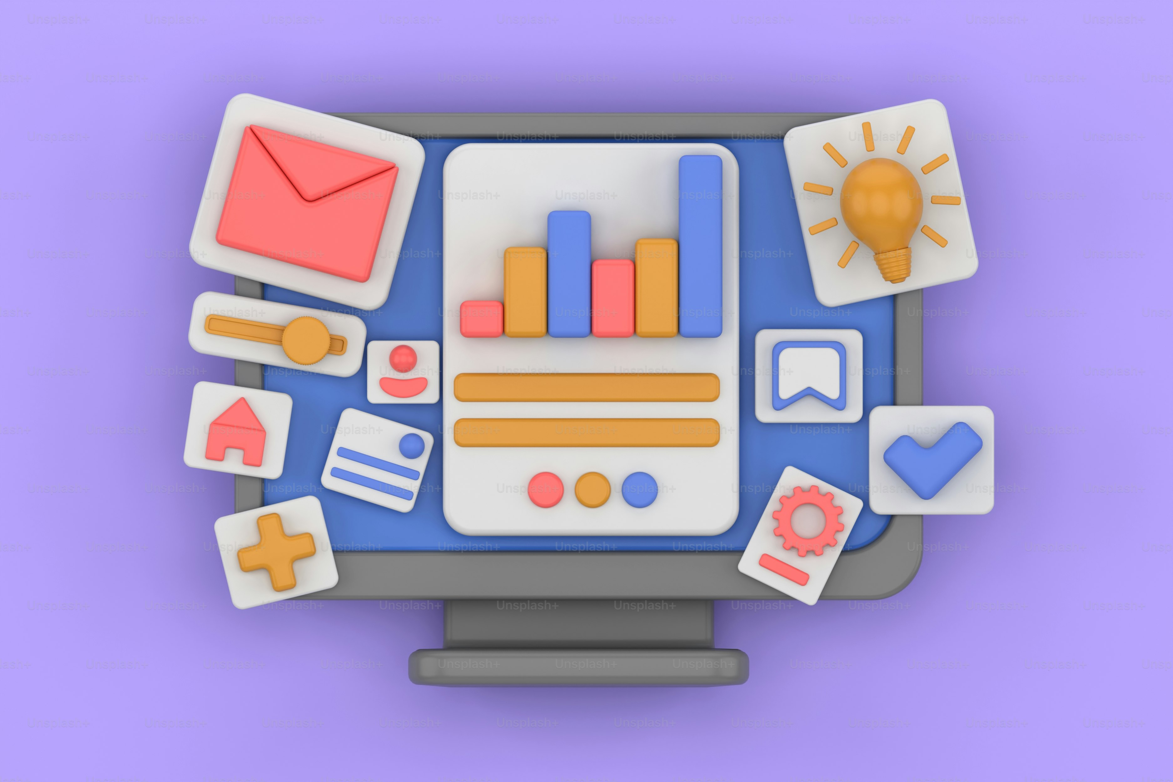 A computer screen with a bunch of icons on it photo – Interface Image ...