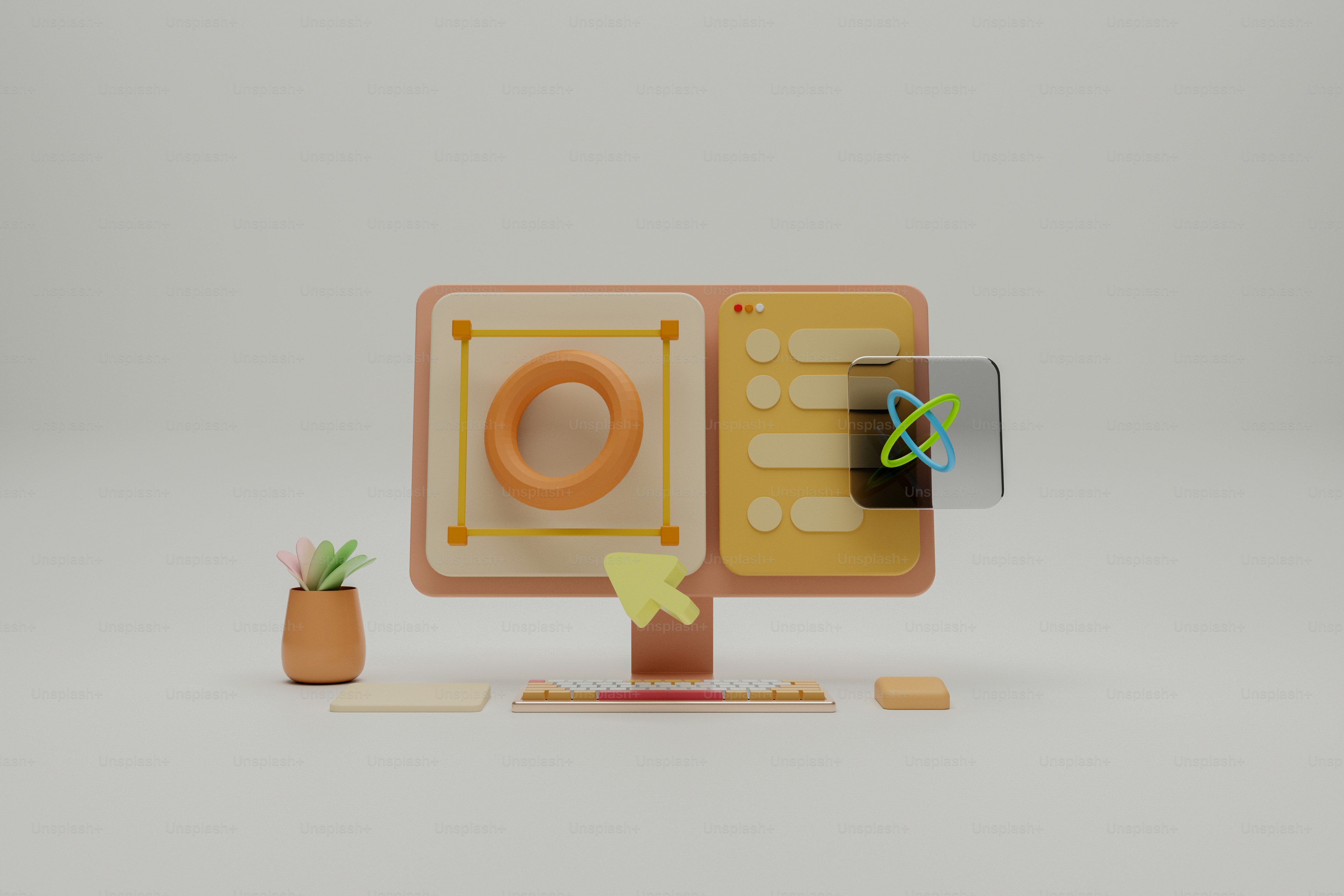 Schermo di un computer e tastiera su sfondo blu foto – Immagine di ...