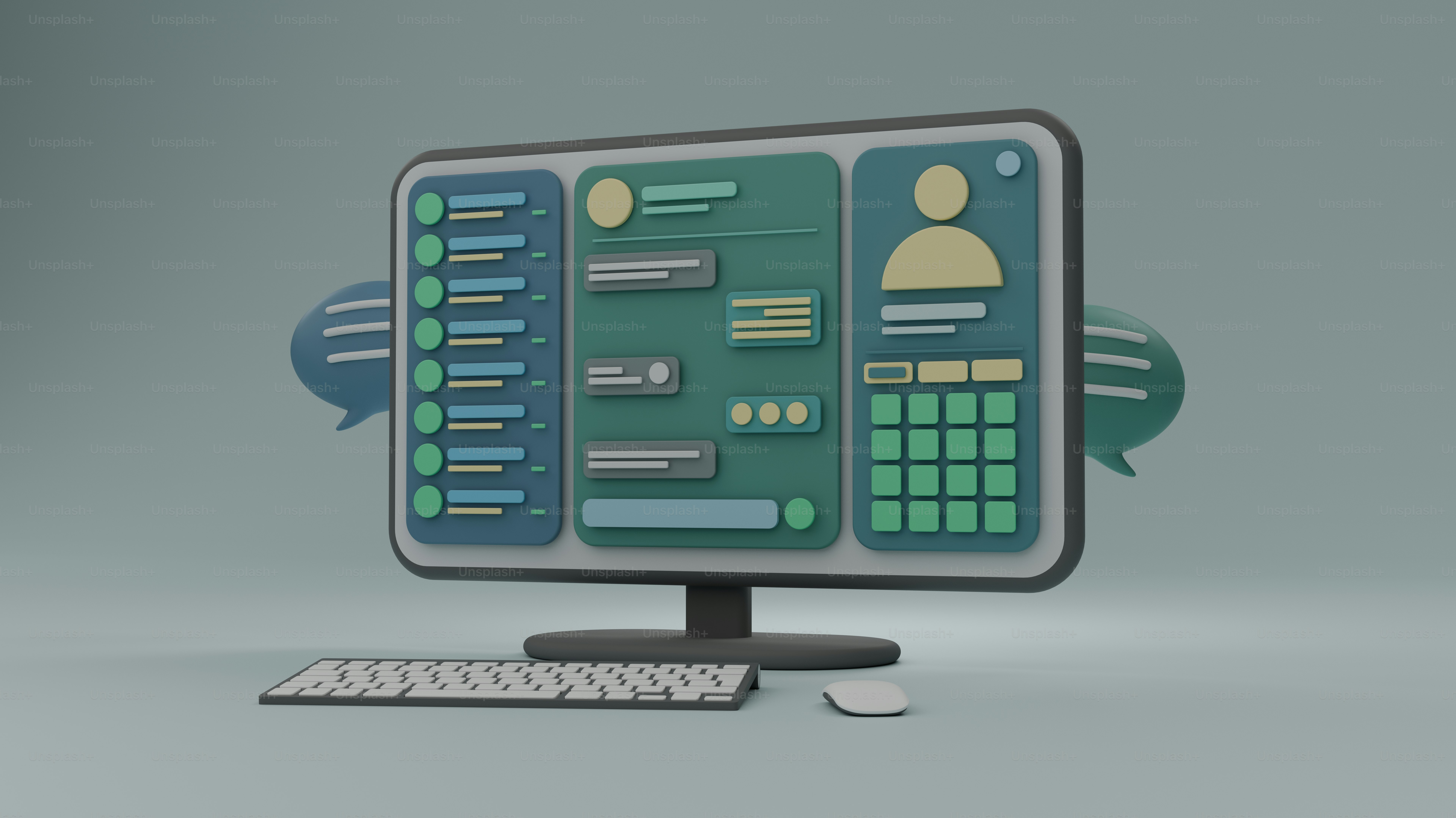 A computer monitor sitting on top of a desk photo – Computer monitor ...