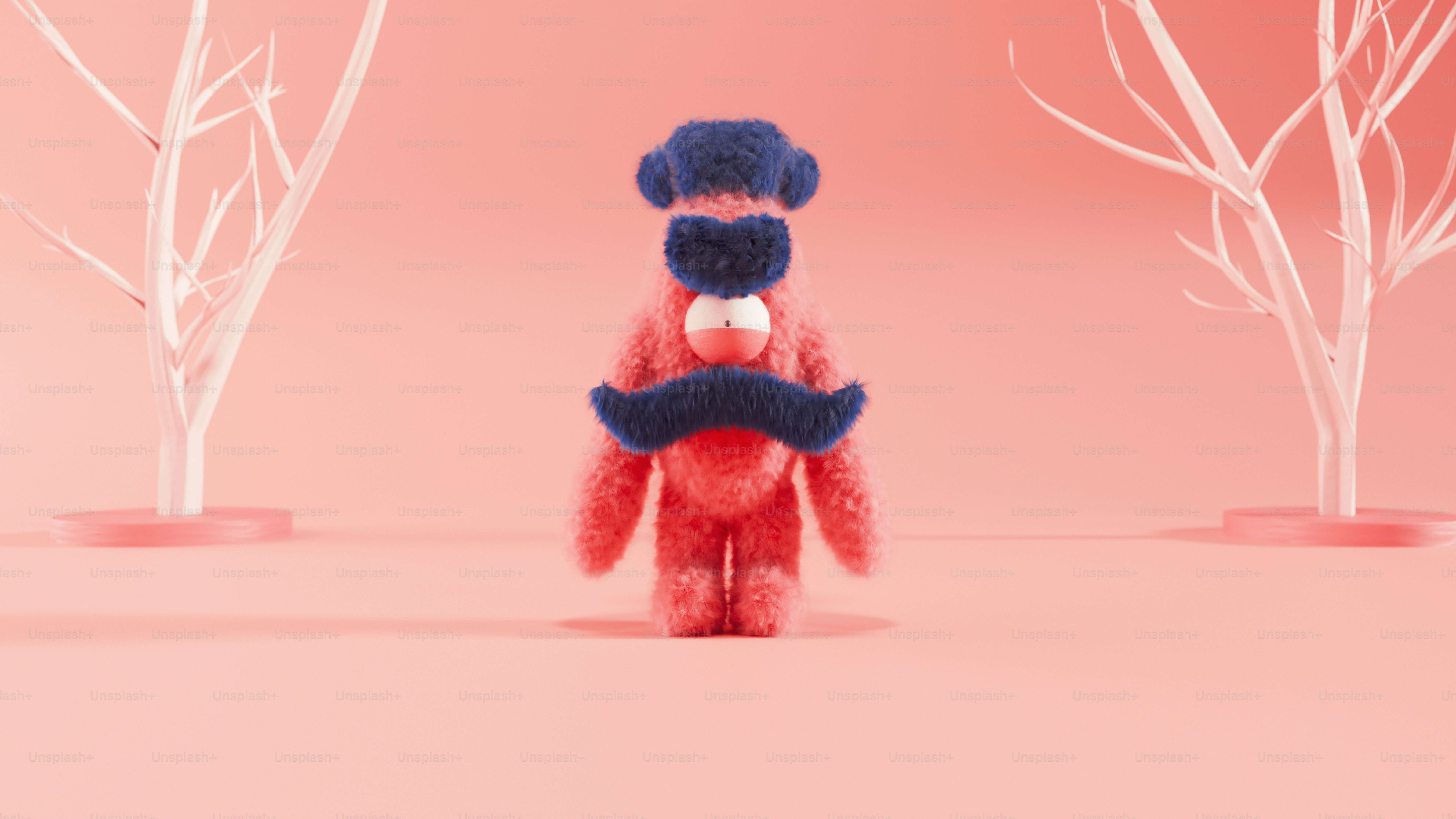 A teddy bear sitting in the middle of some trees photo – Mustache Image ...
