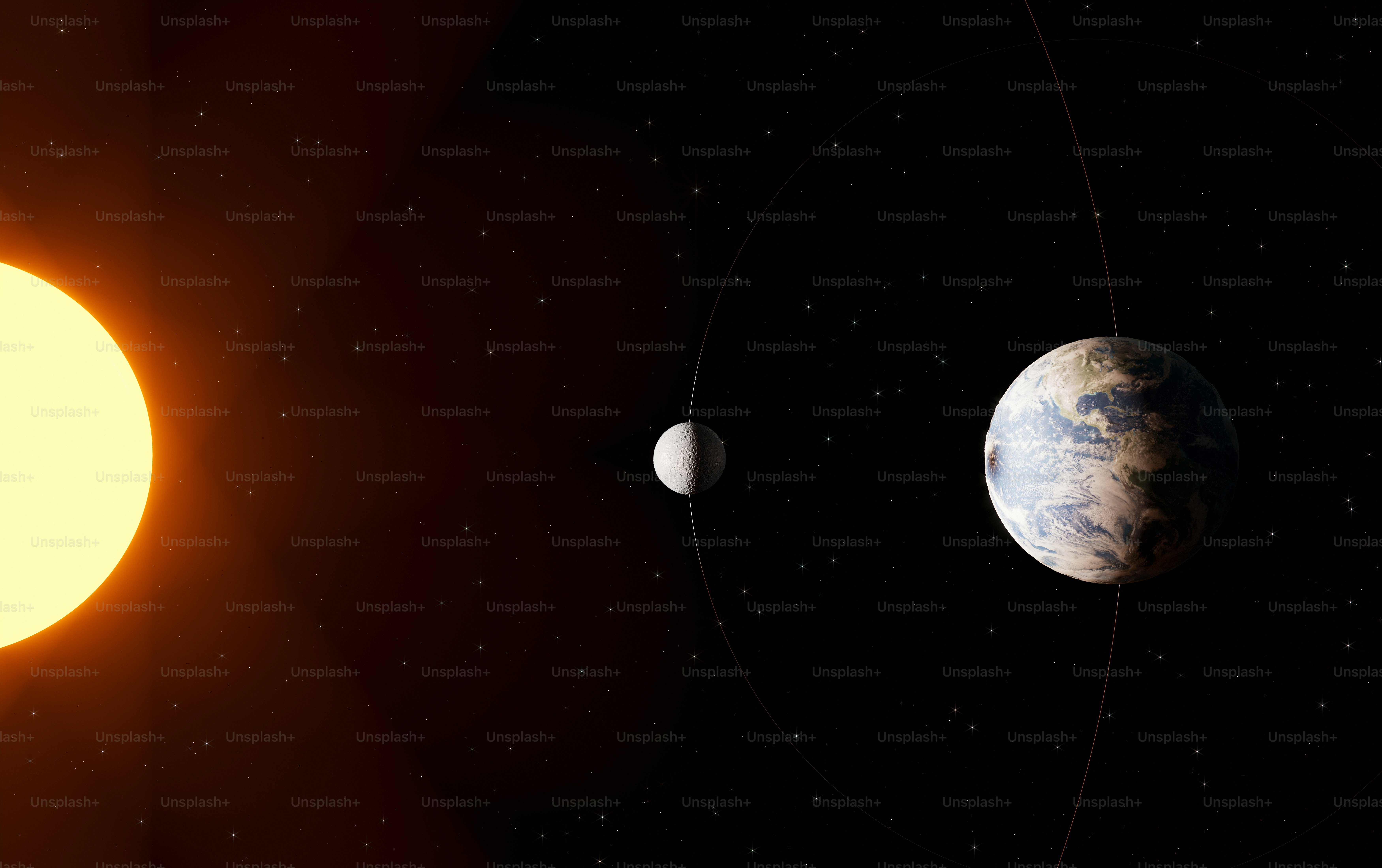 An artist's rendering of a solar system with eight planets photo ...