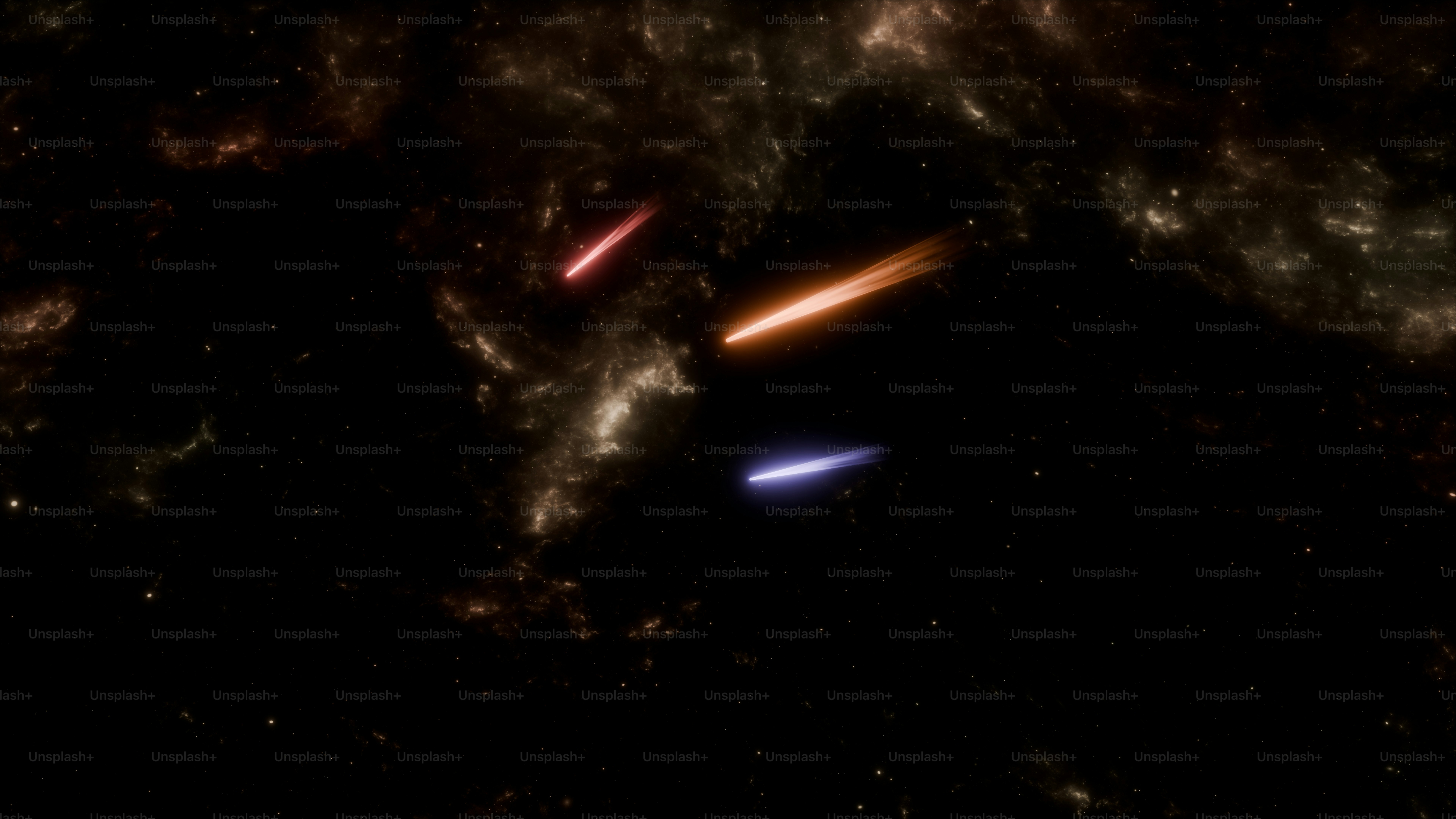 A group of small objects flying through the sky photo – Comet Image on ...