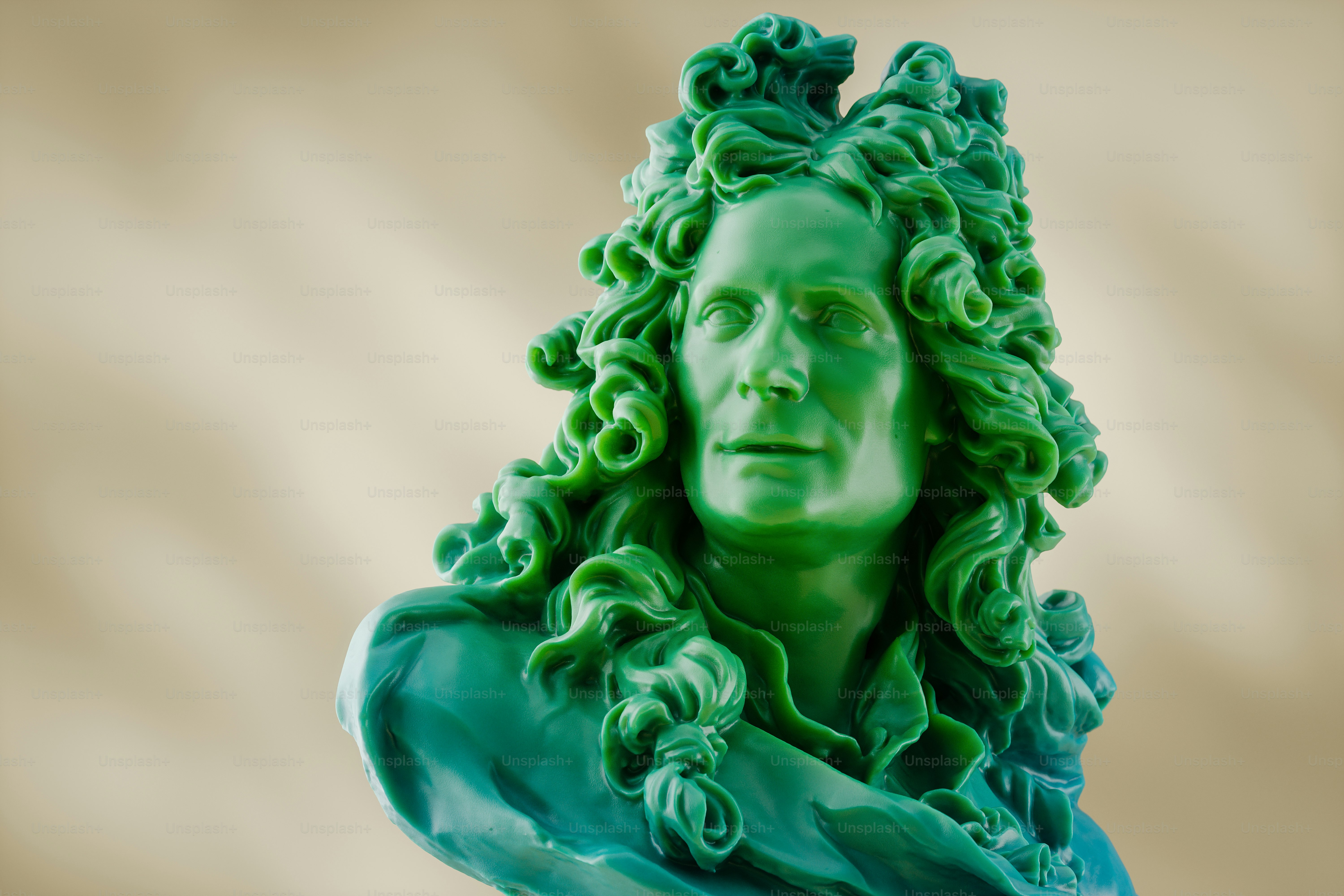 A green statue of a woman with long hair photo – Ancient sculpture ...