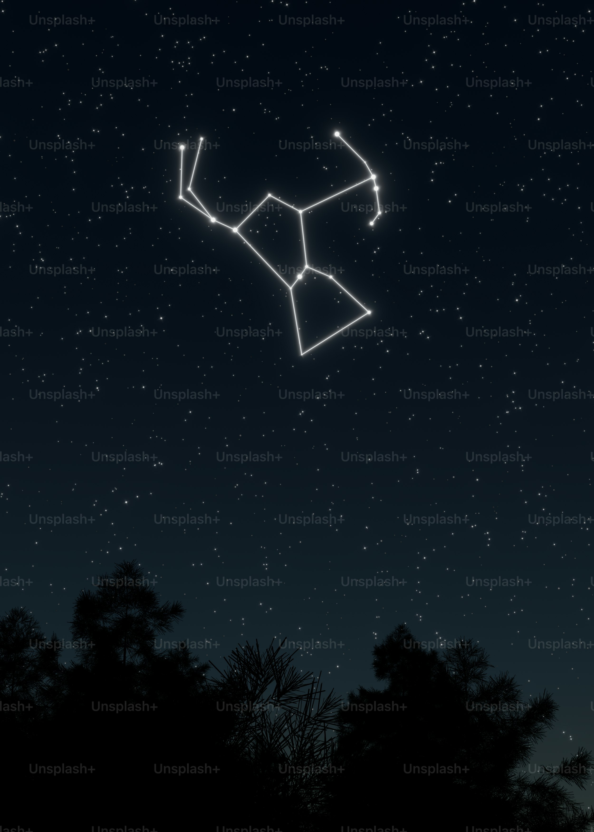 A night sky with a star in the middle of it photo – Orion constellation ...