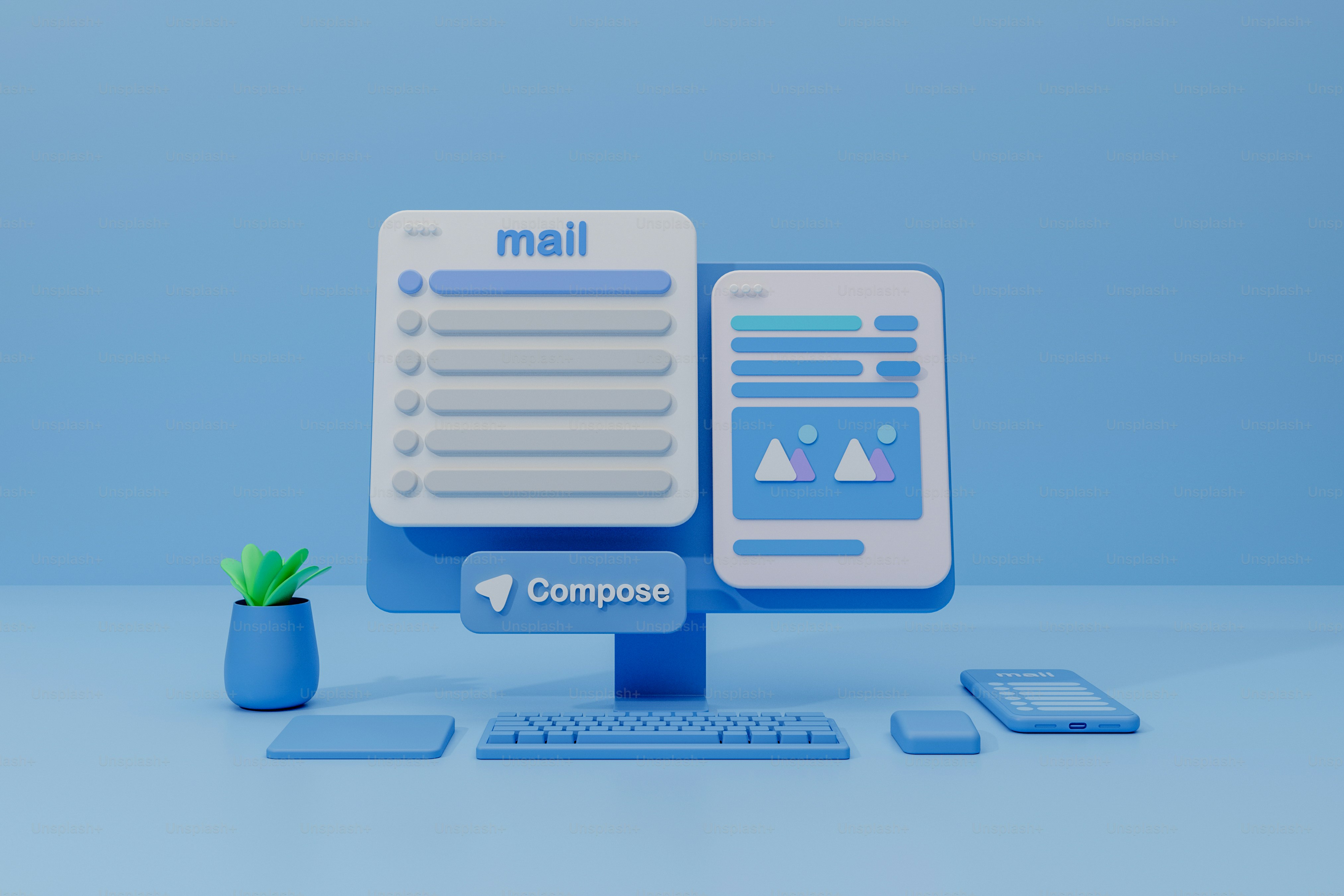 A computer monitor sitting on top of a desk photo – 3d Image on Unsplash