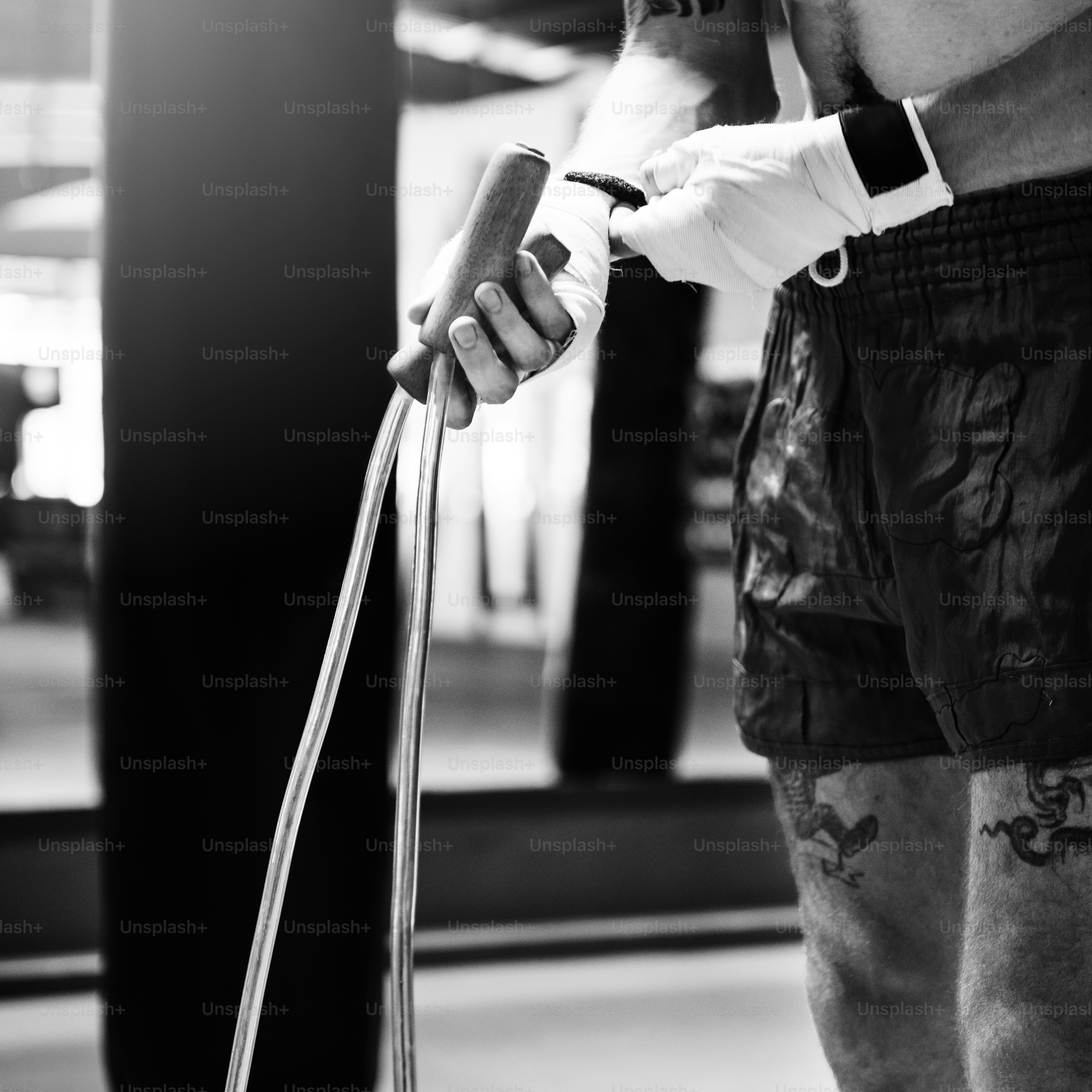 Boxer Jump Rope Training Strength Workout Concept photo – Warm up ...