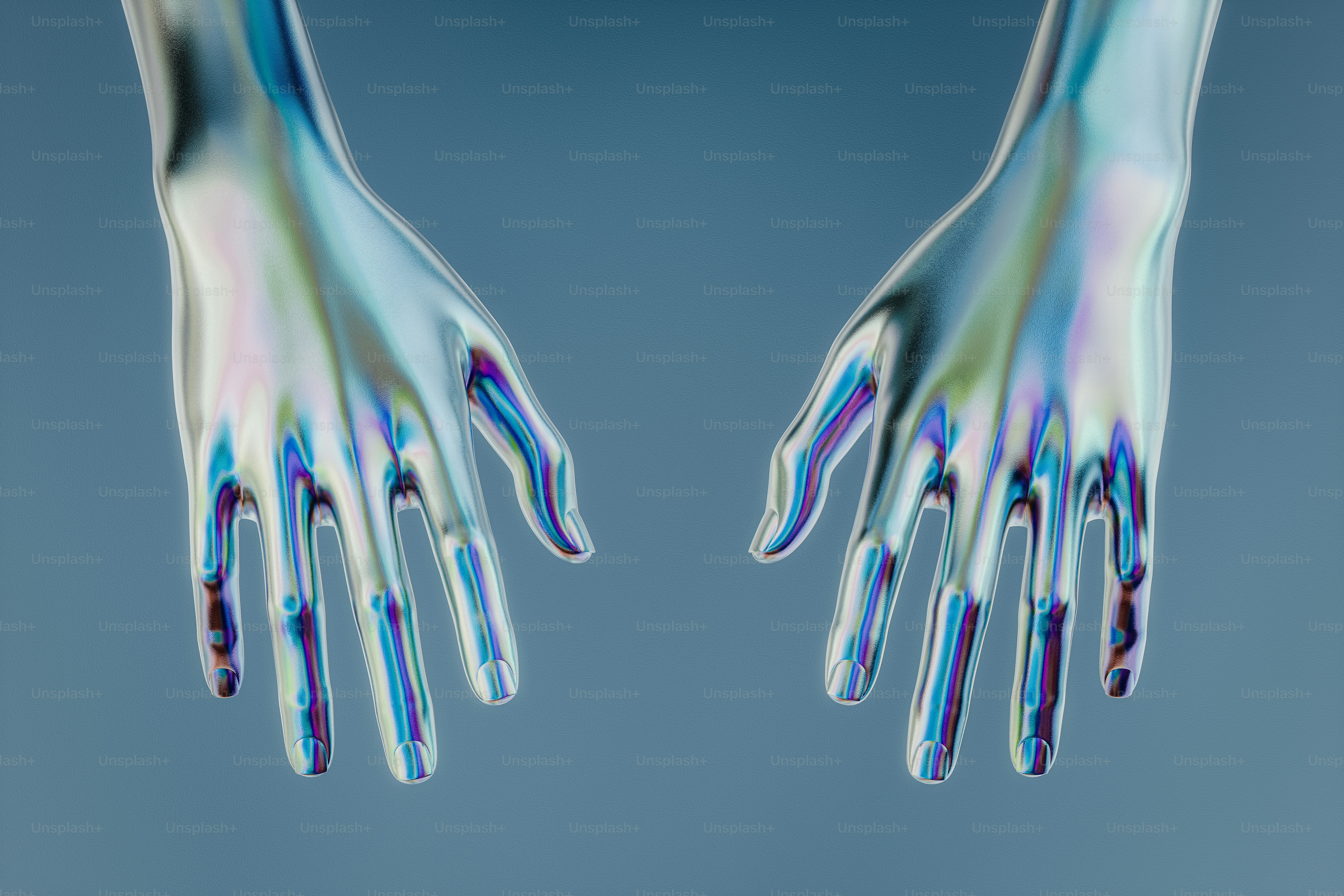 A pair of hands with holographic holographic holographic holog photo ...