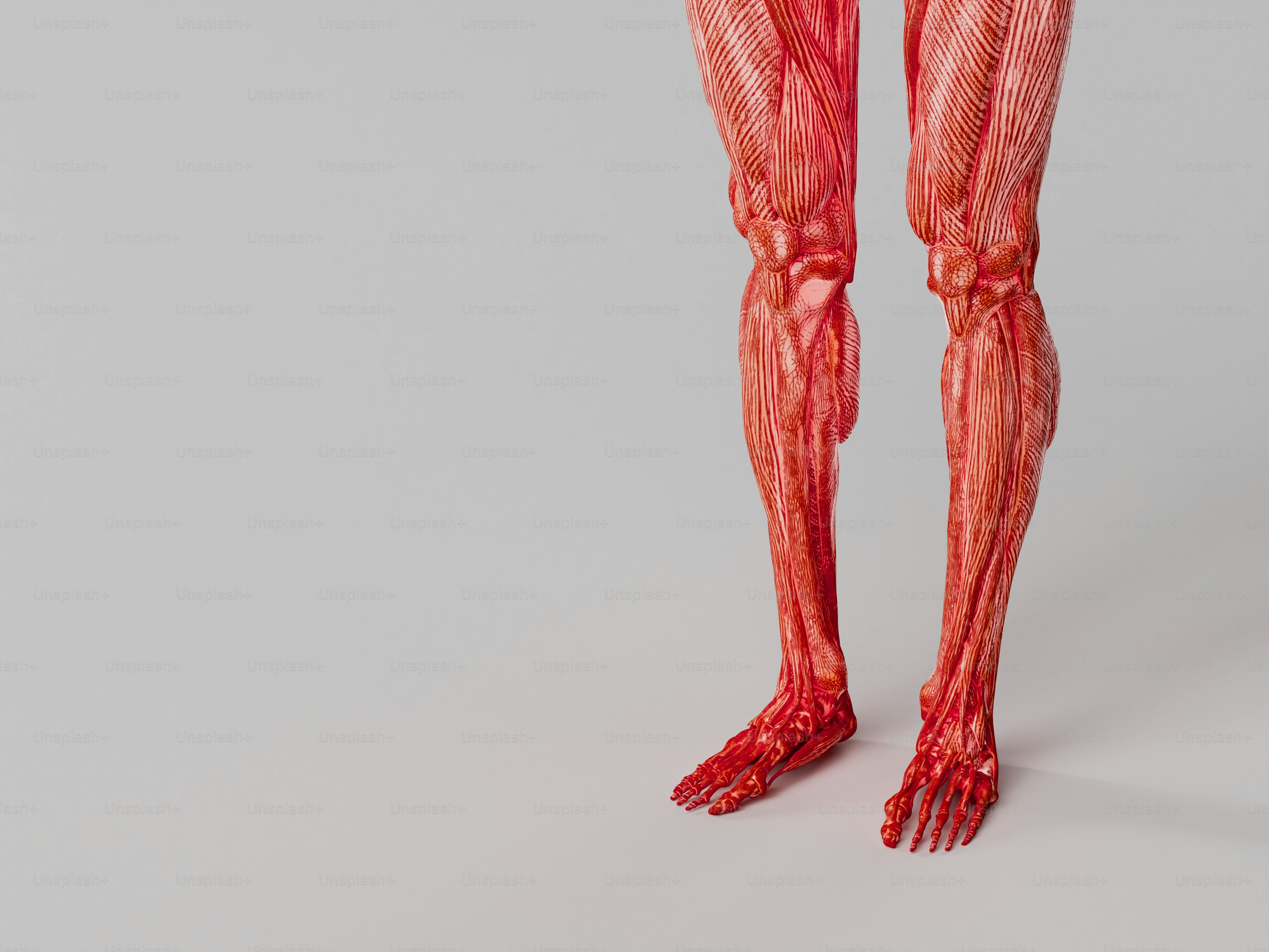 A red human figure is posed on a gray background photo – Digital image ...