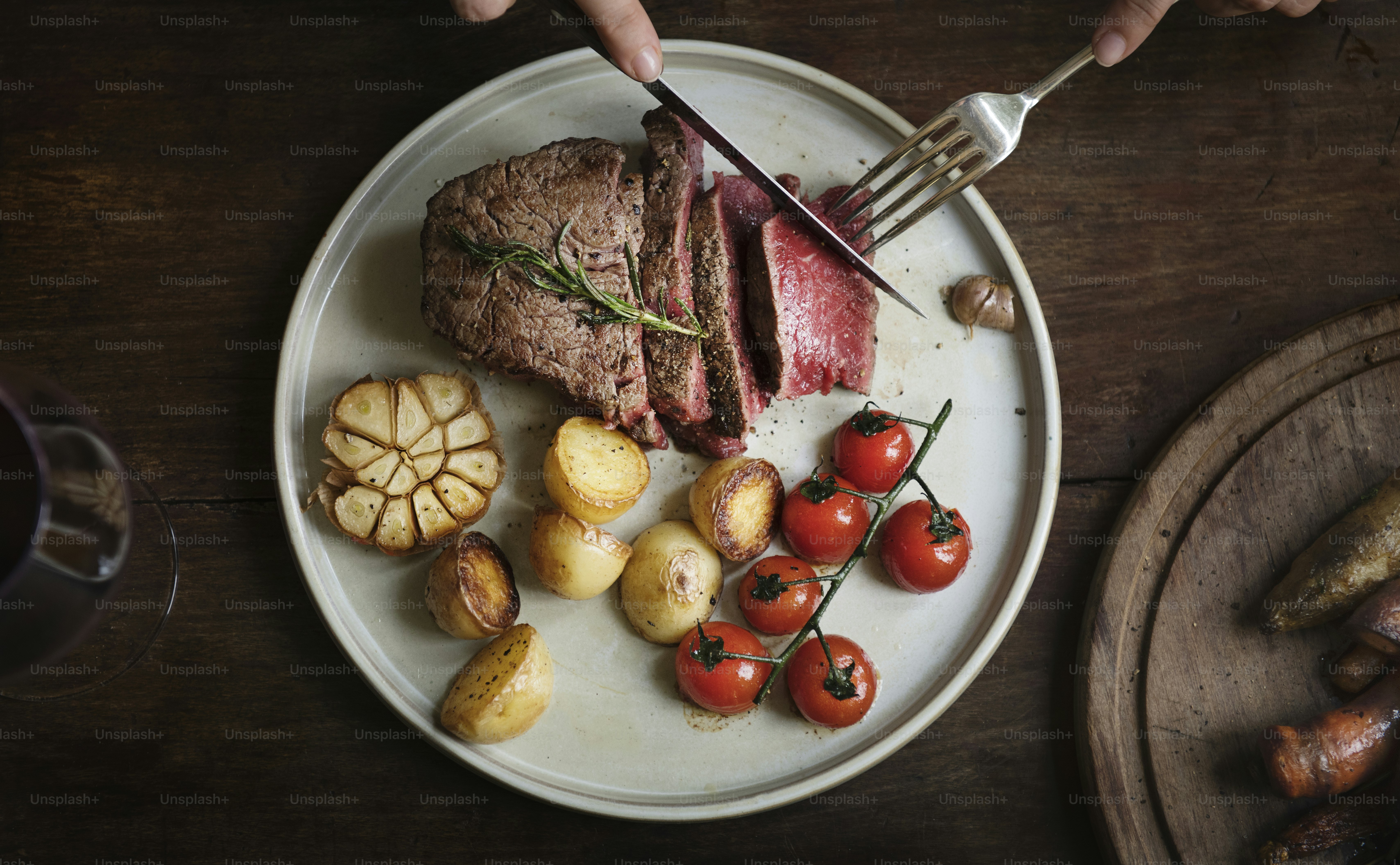 Close up of a cutting a fillet steak food photography recipe idea photo ...