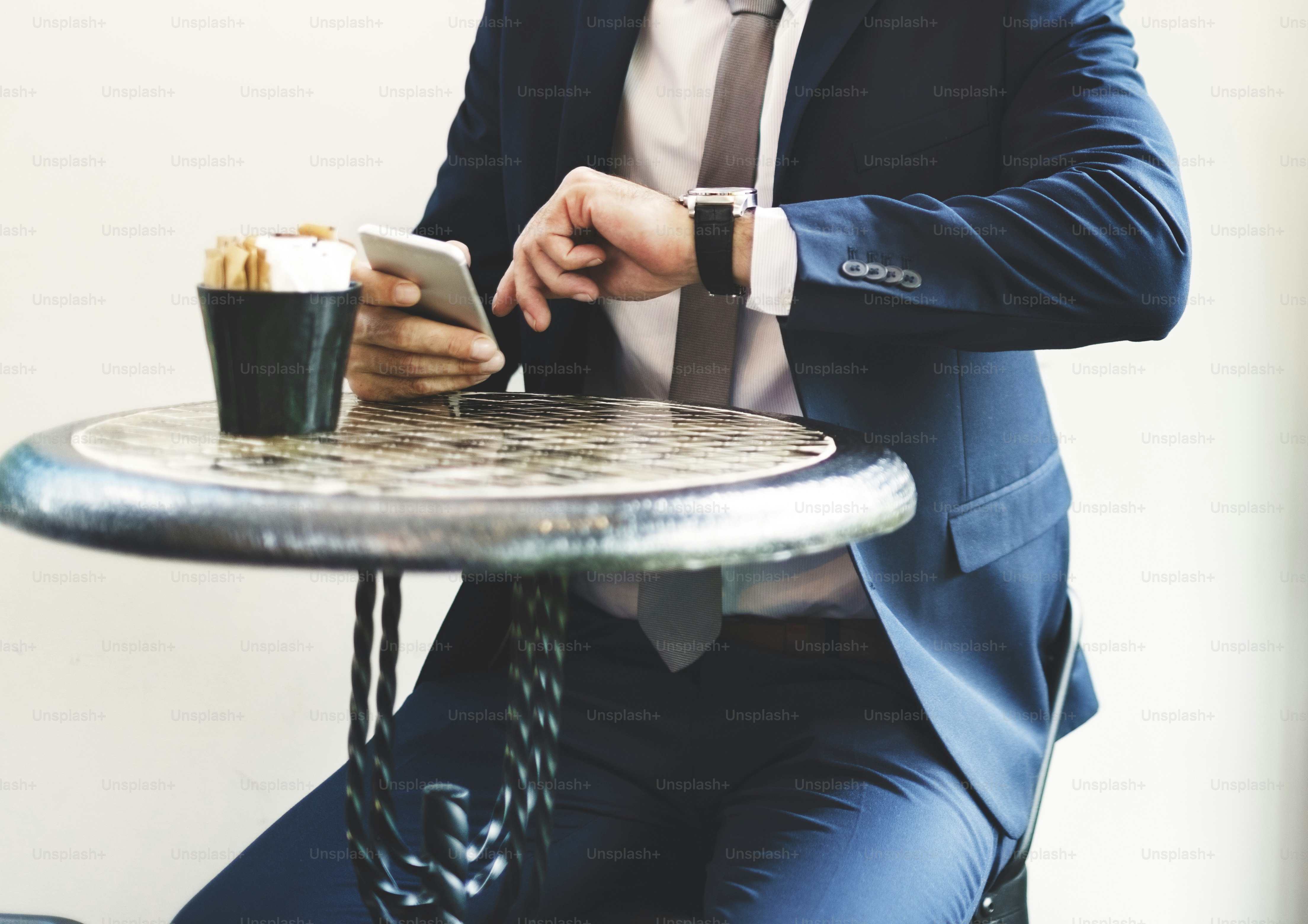 Business Man Waiting Watch Colleague Concpet photo – Business Image on ...