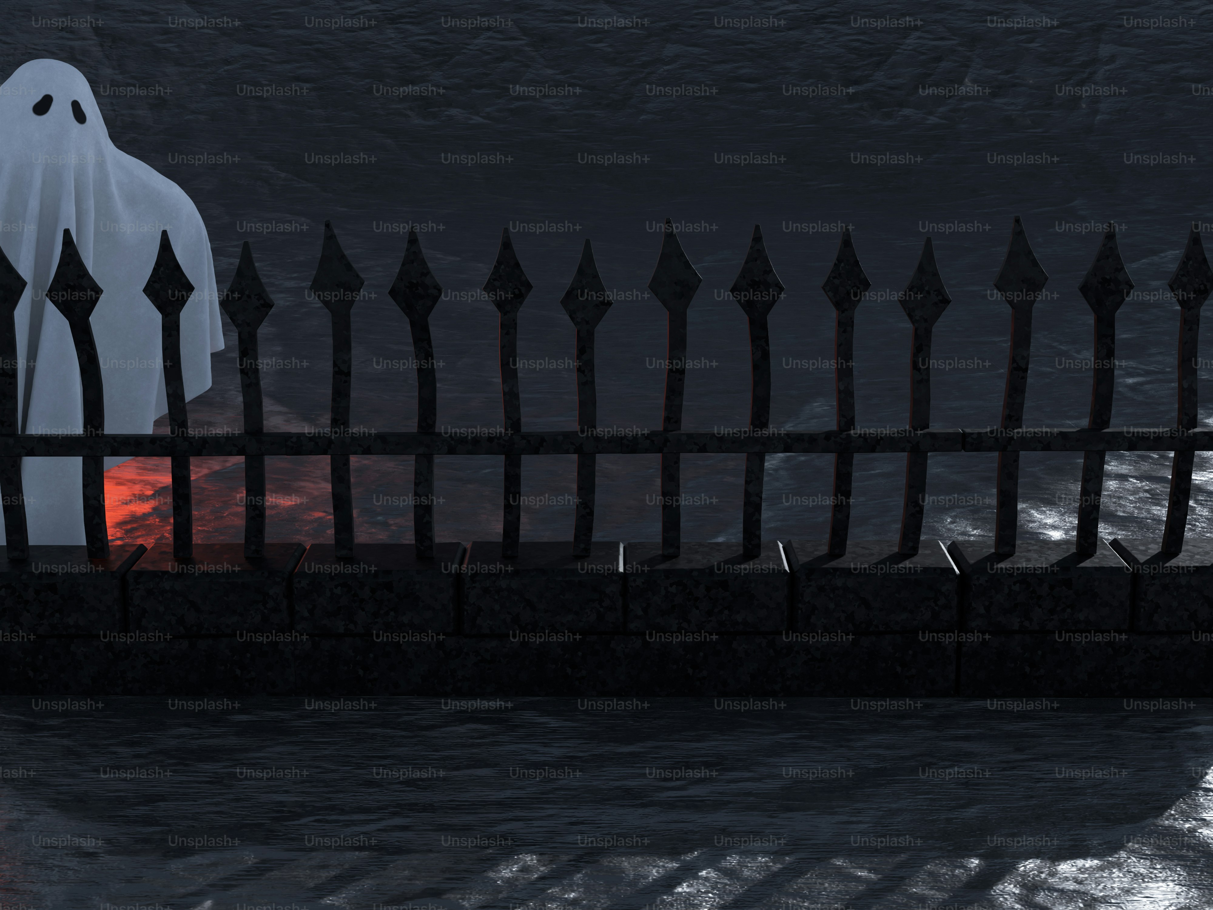 A white ghost sitting on top of a fence photo – Cemetery Image on Unsplash