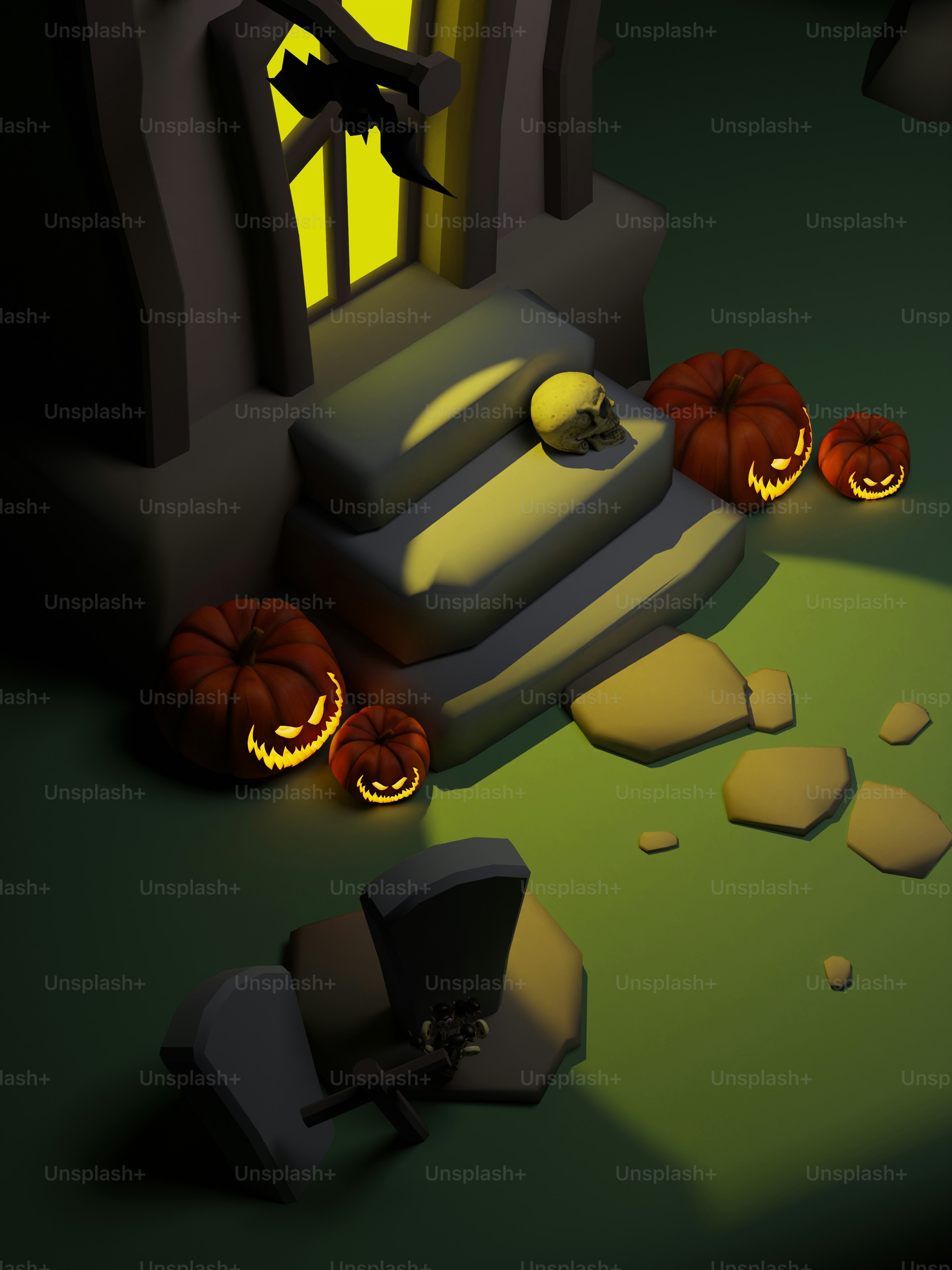 A computer generated image of a halloween scene photo – Haunted house ...