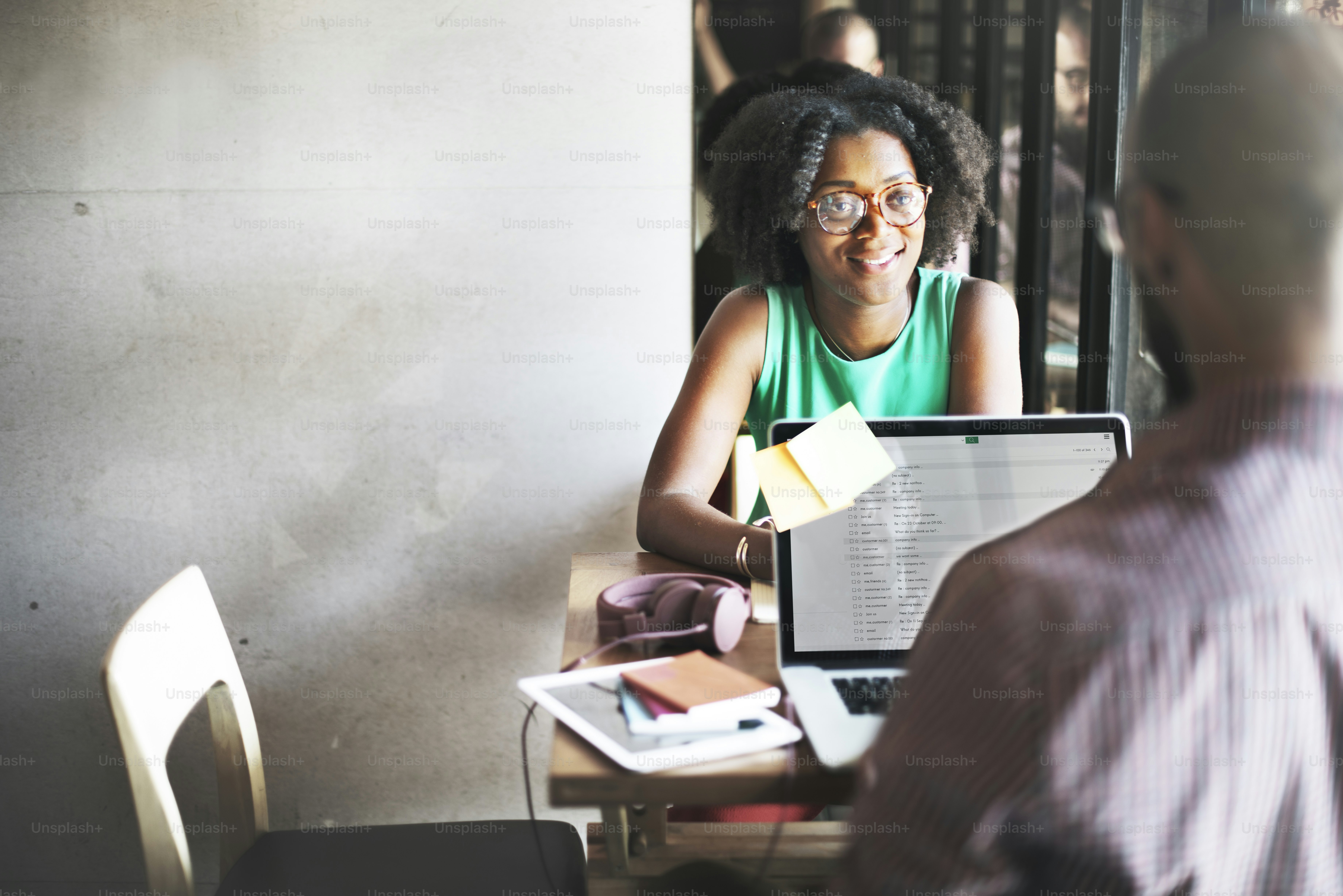 Team Partner Communication Connection Devices Concept photo – Woman ...