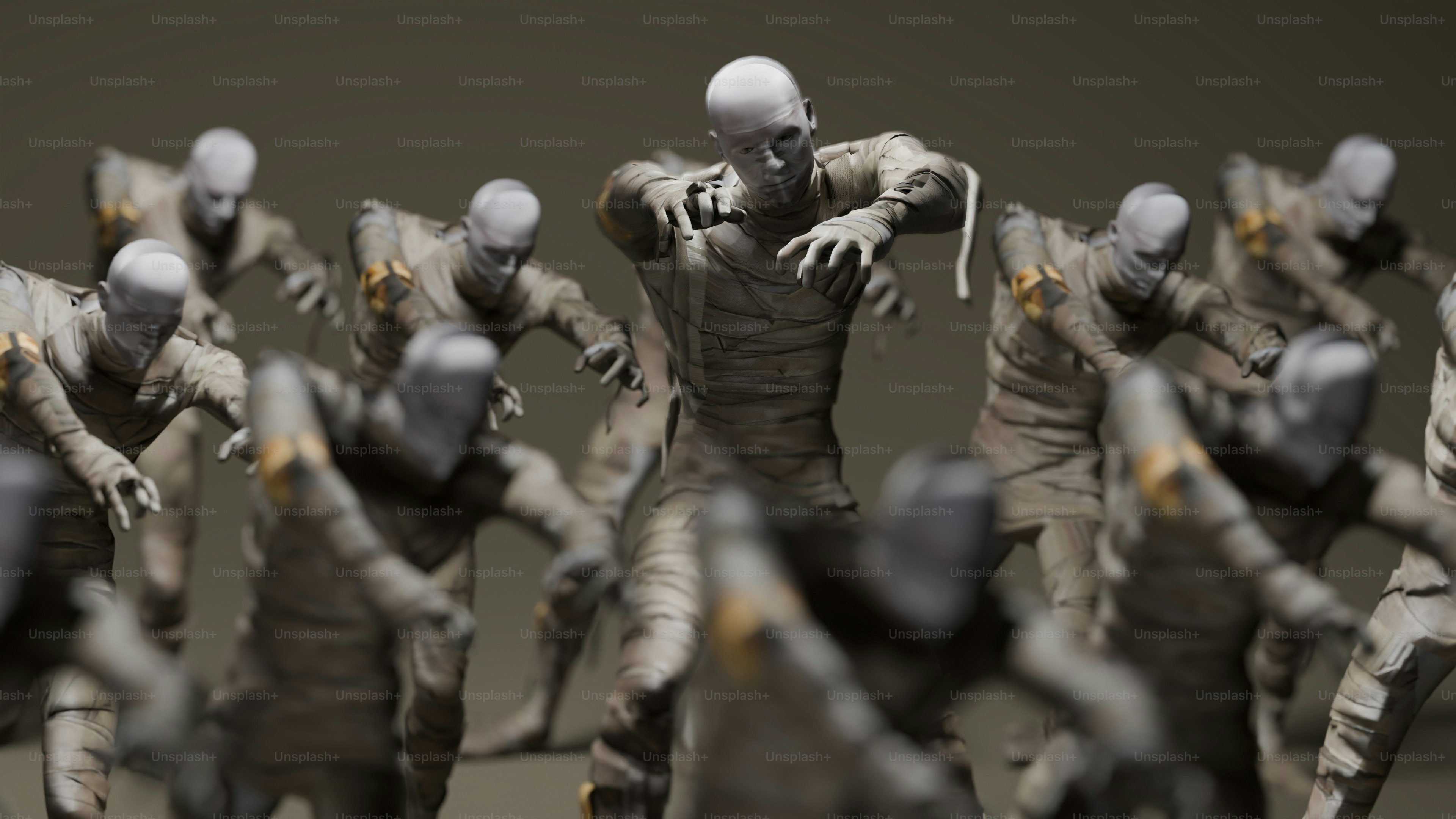 A group of humanoids standing next to each other photo – Mummy Image on ...