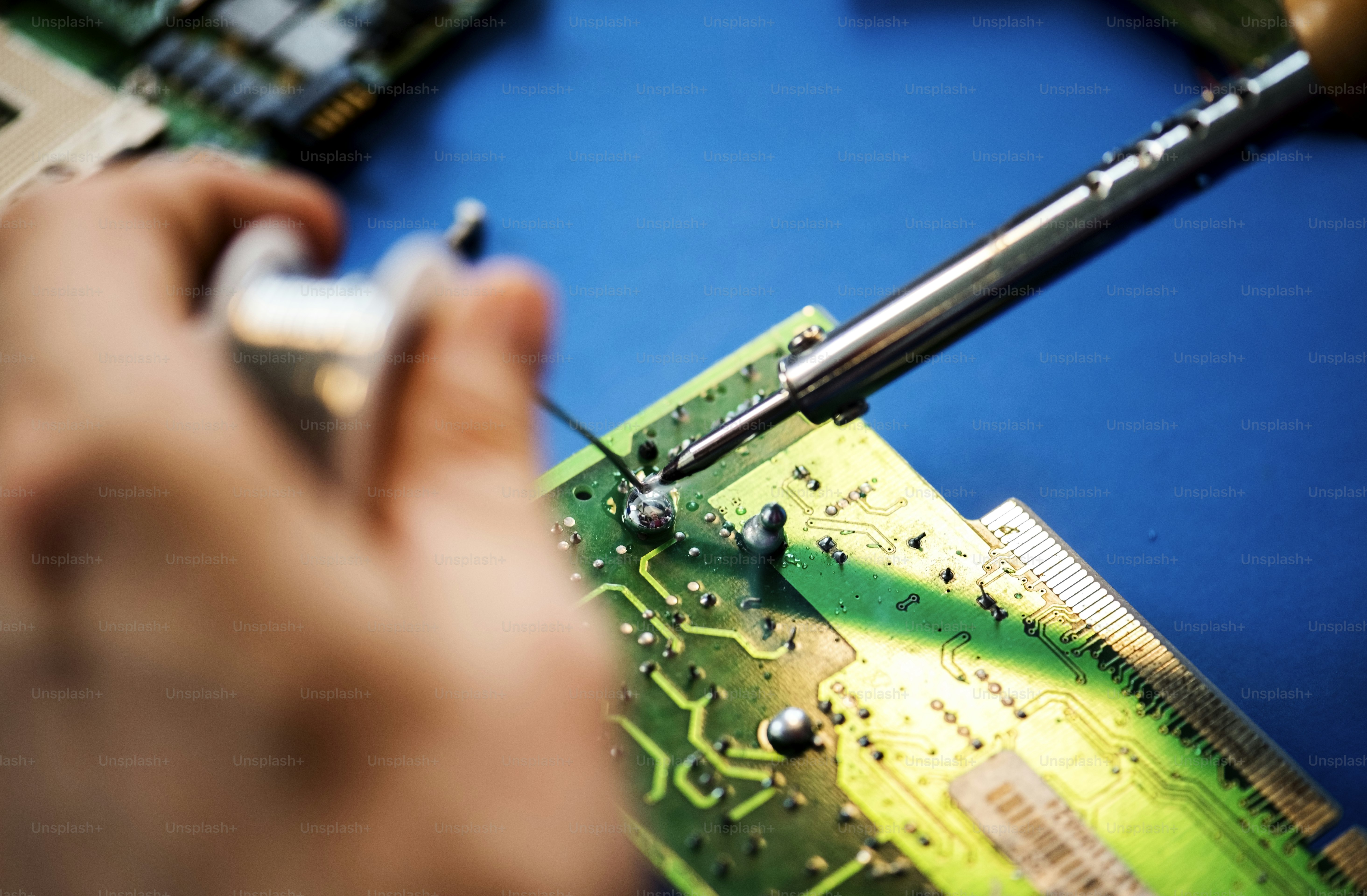 Closeup of tin soldering with electronics circuit board photo – Cpu ...