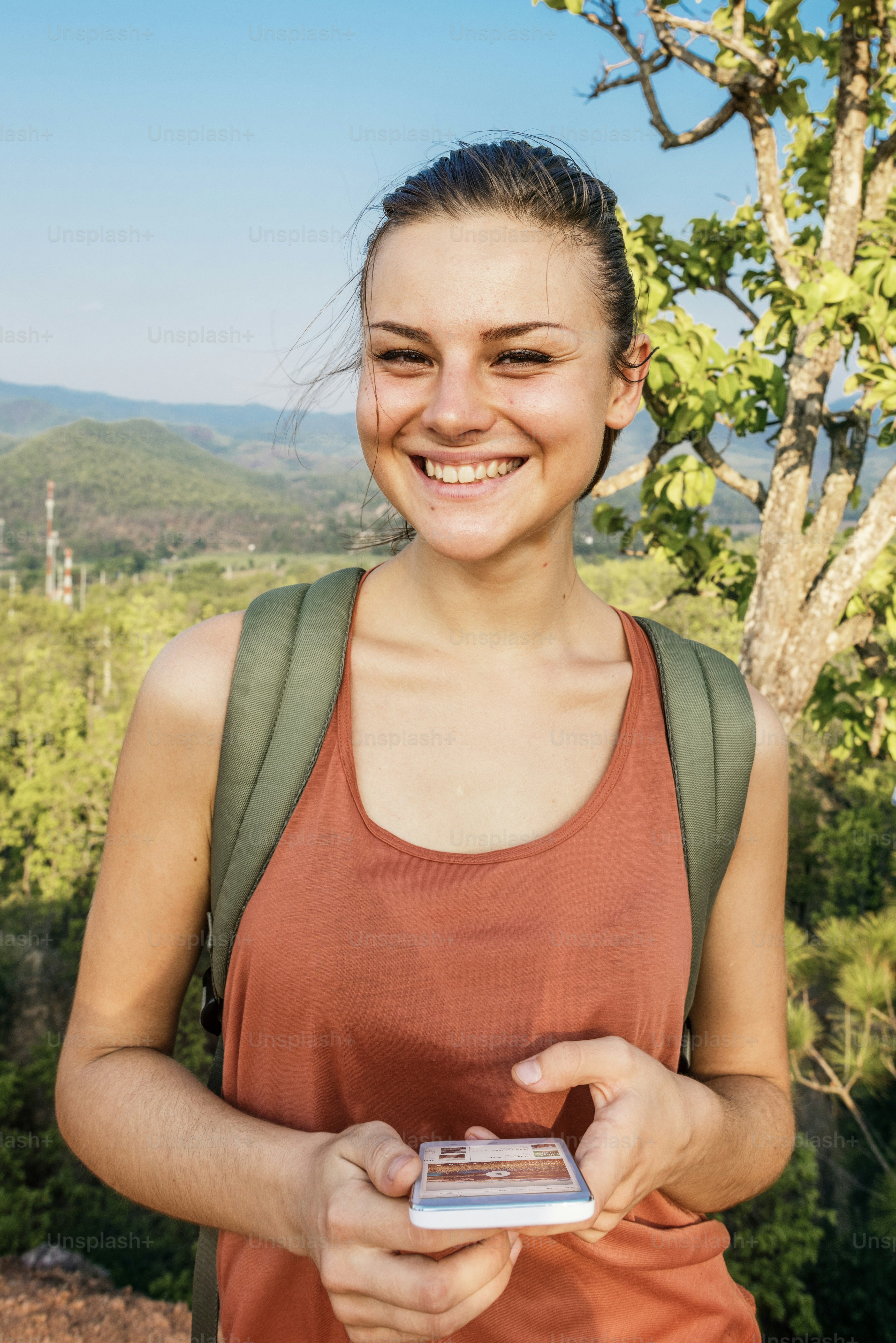 Girl Using Mobile Phone Outdoors Concept photo – Adults only Image on ...