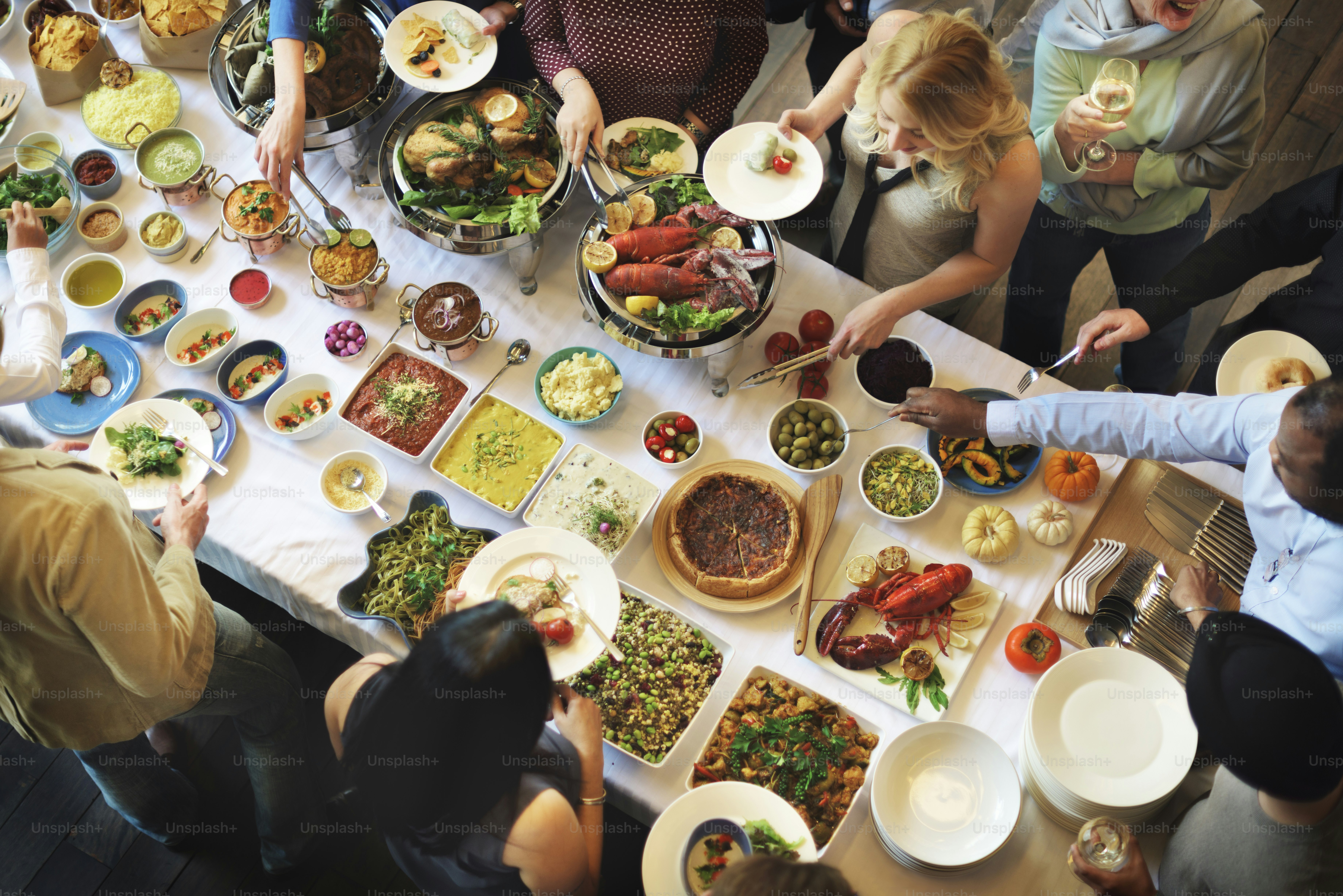 Pasto Food Party Celebra il concetto di evento del ristorante del caffè ...