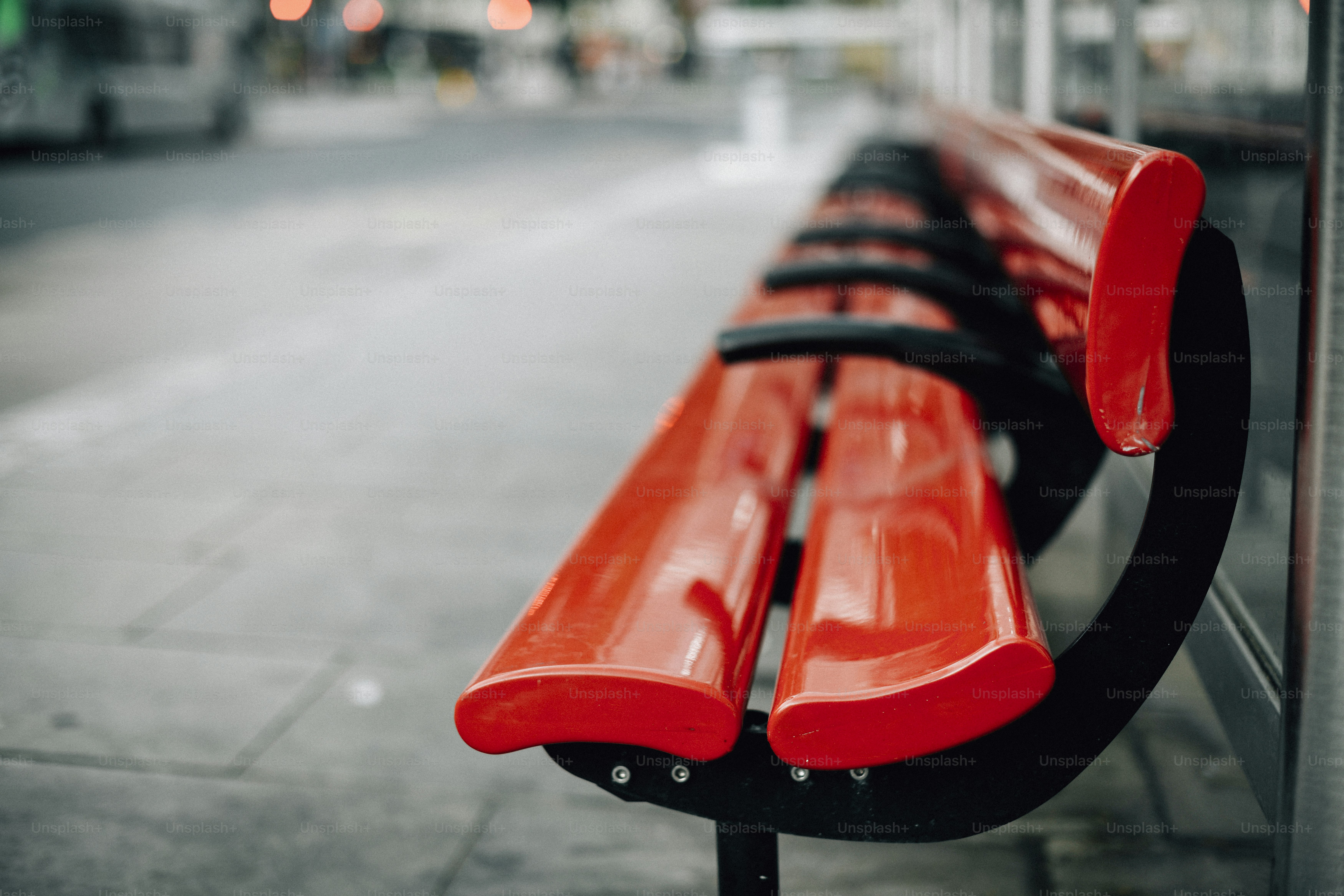 Empty red bench in the city photo – Concrete Image on Unsplash