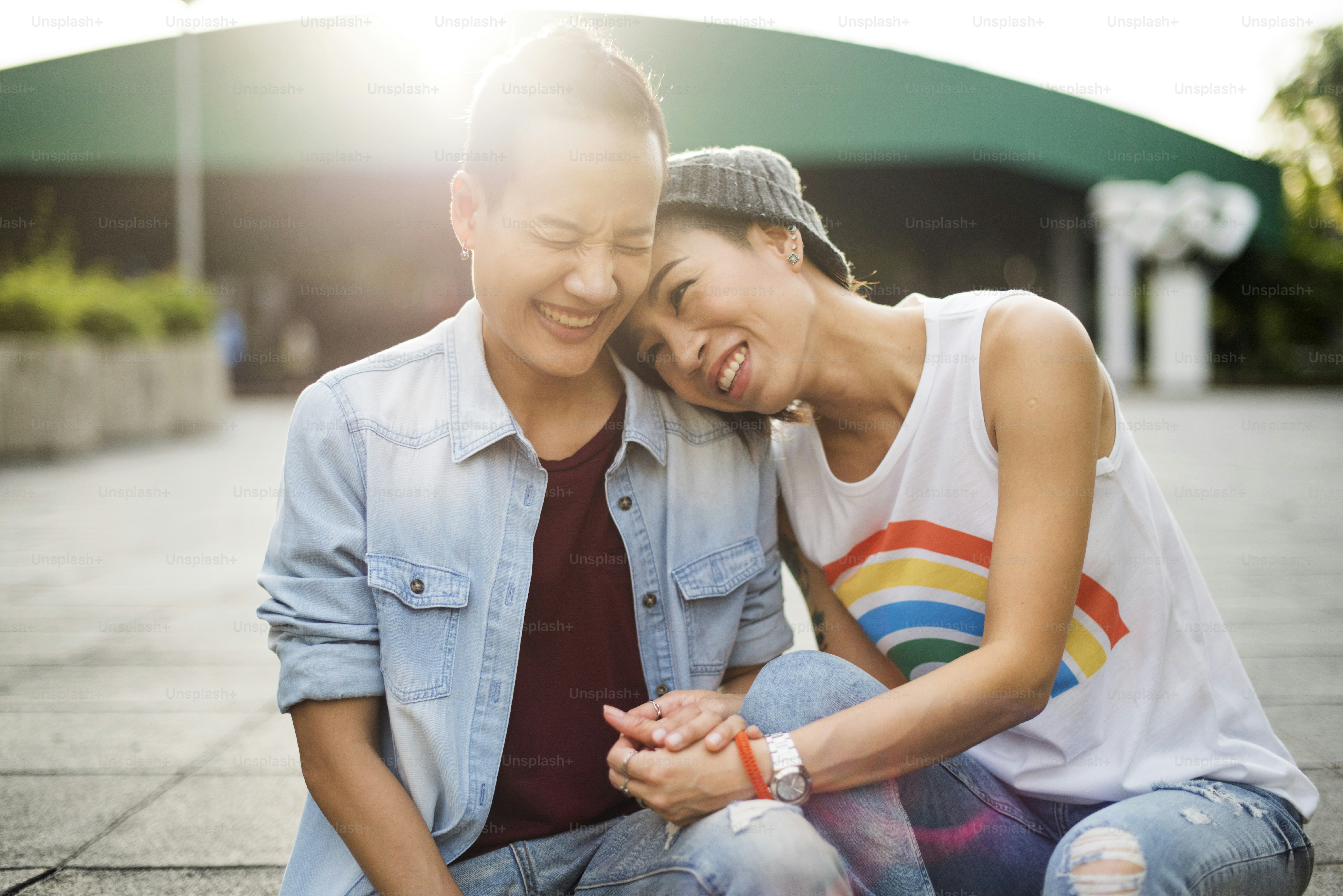LGBT Lesbian Couple Moments Happiness Concept photo – Outdoor Image on ...