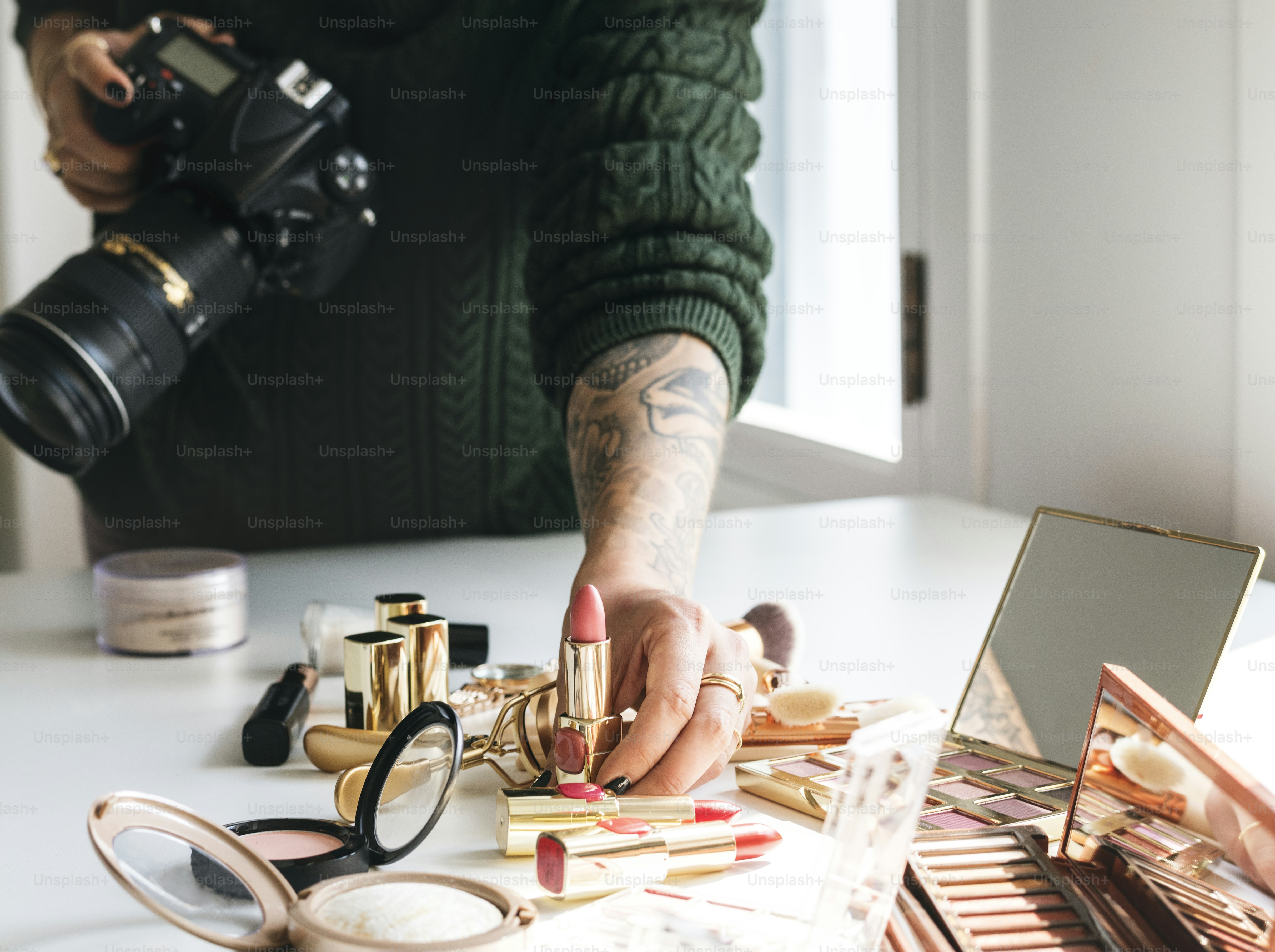 Beauty blogger taking photo of cosmetics photo – Beauty Image on Unsplash