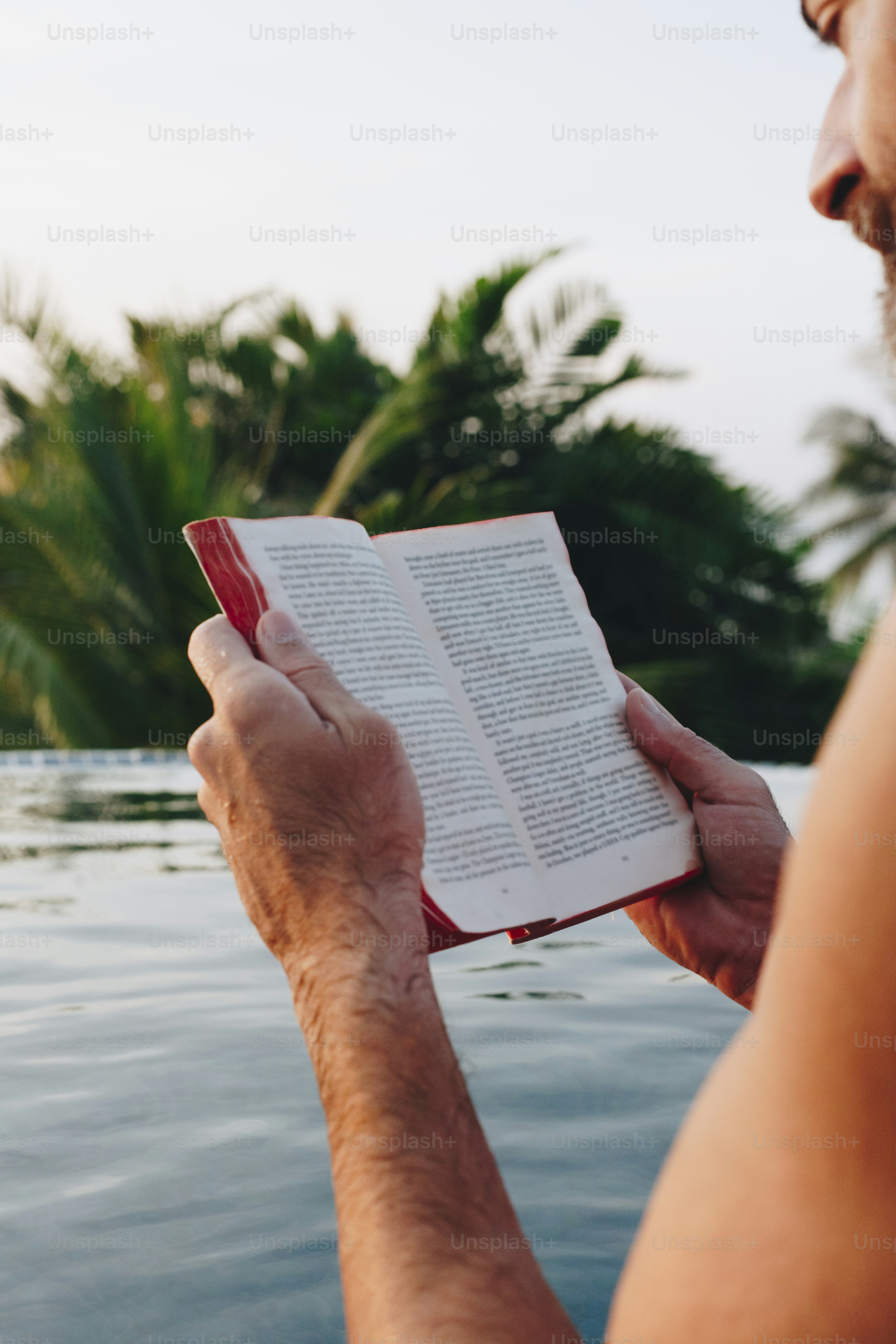 Man reading a book in the swimming pool photo – Dreaming Image on Unsplash