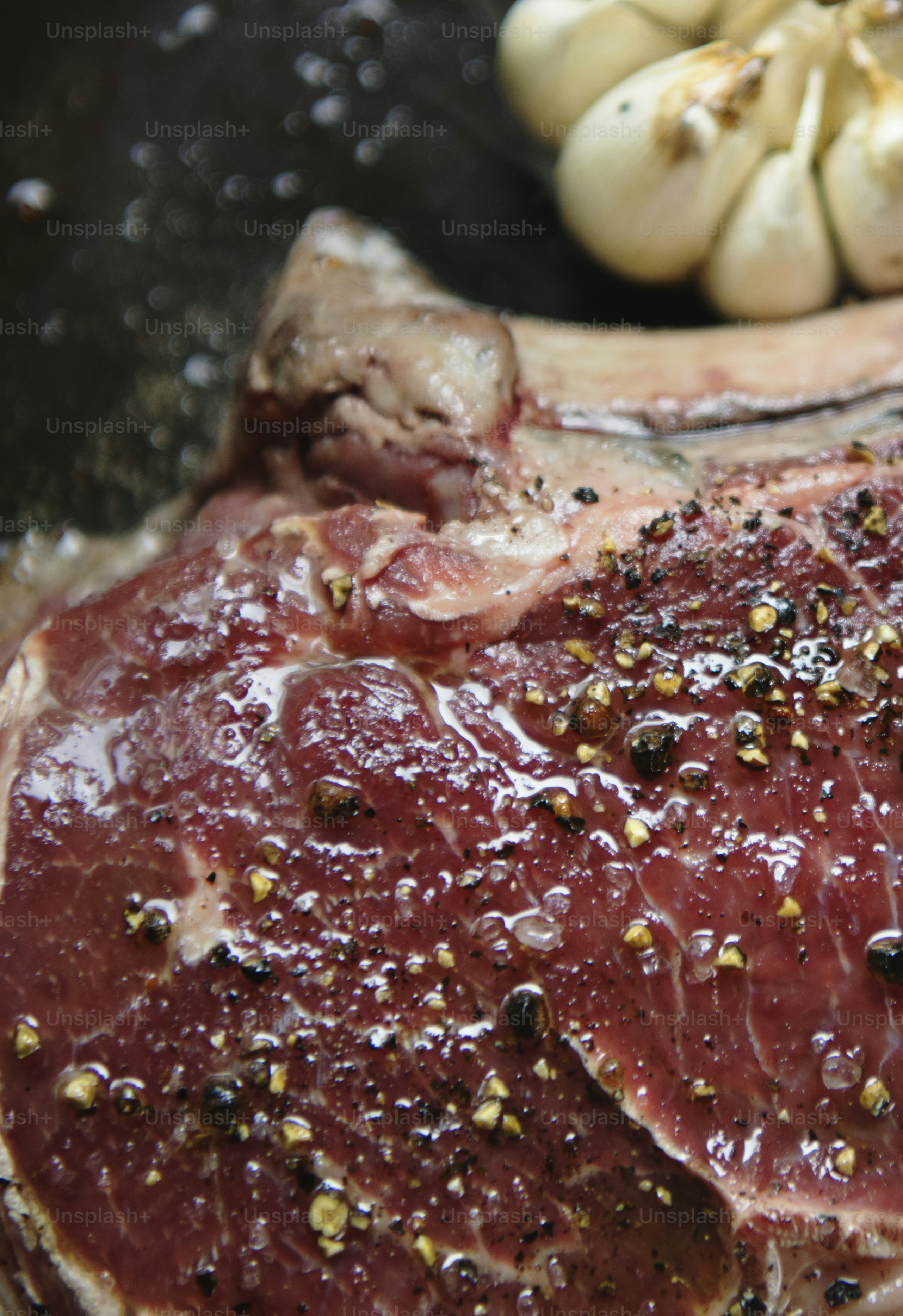 Close up of beef cooking food photography recipe idea photo – Garlic ...