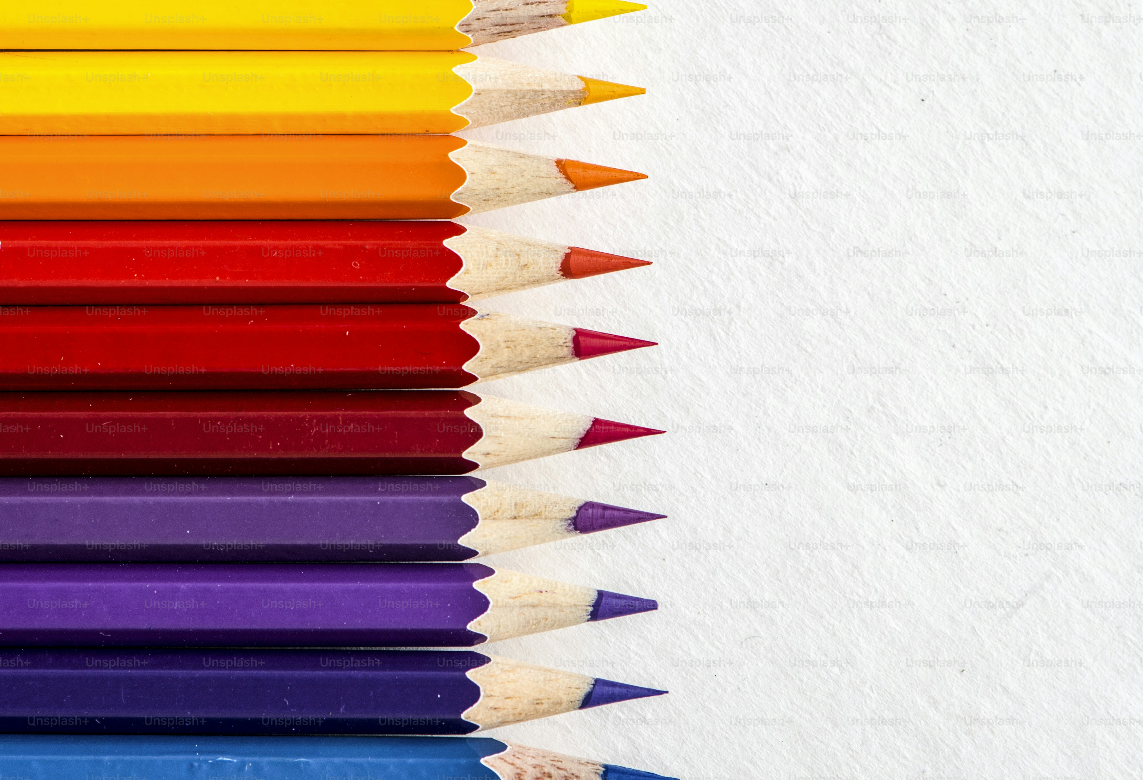 Closeup of colorful color pencil stationery photo – Group of objects ...