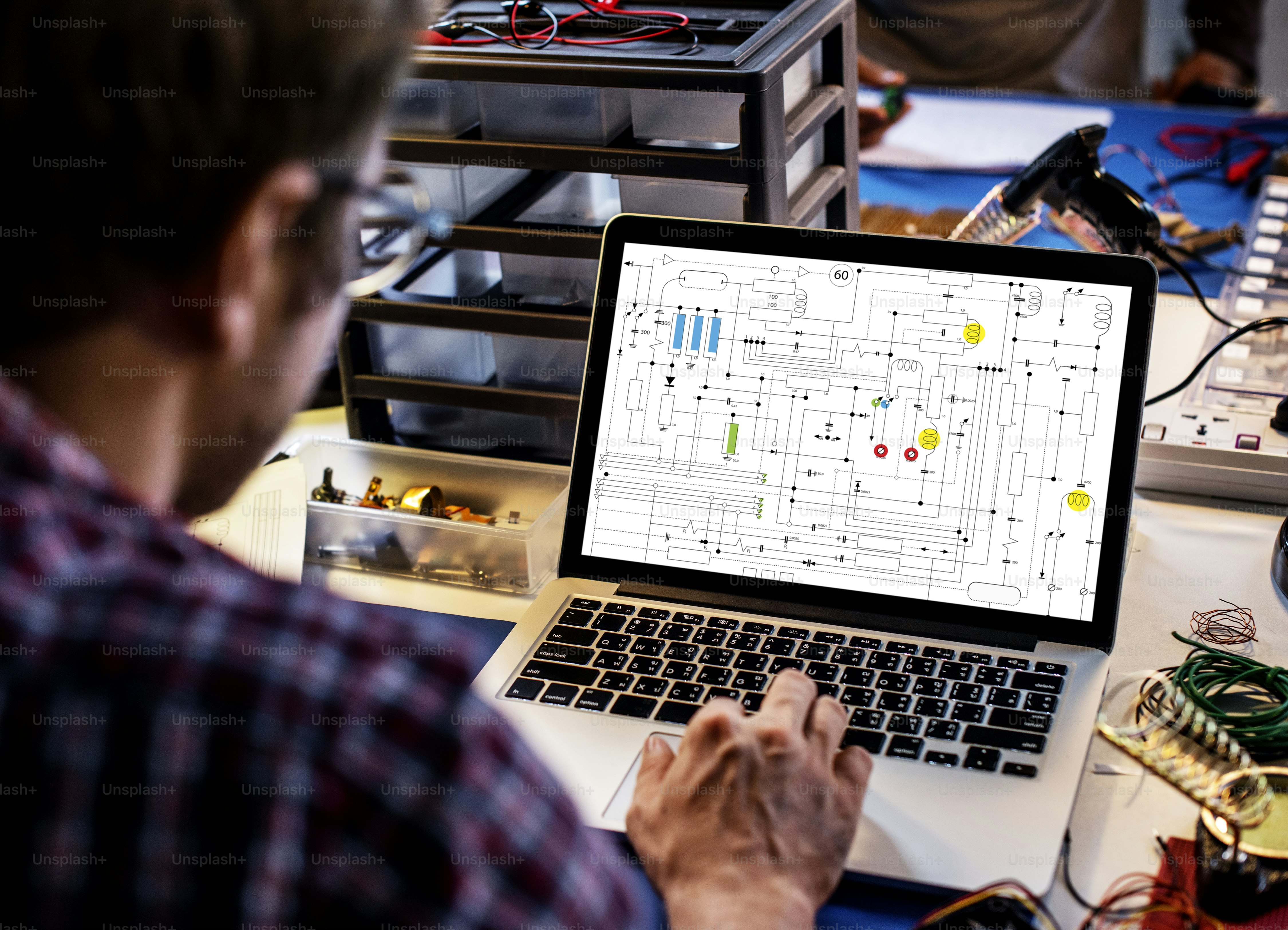 Computer laptop showing electronic circuit pattern photo – Technology ...