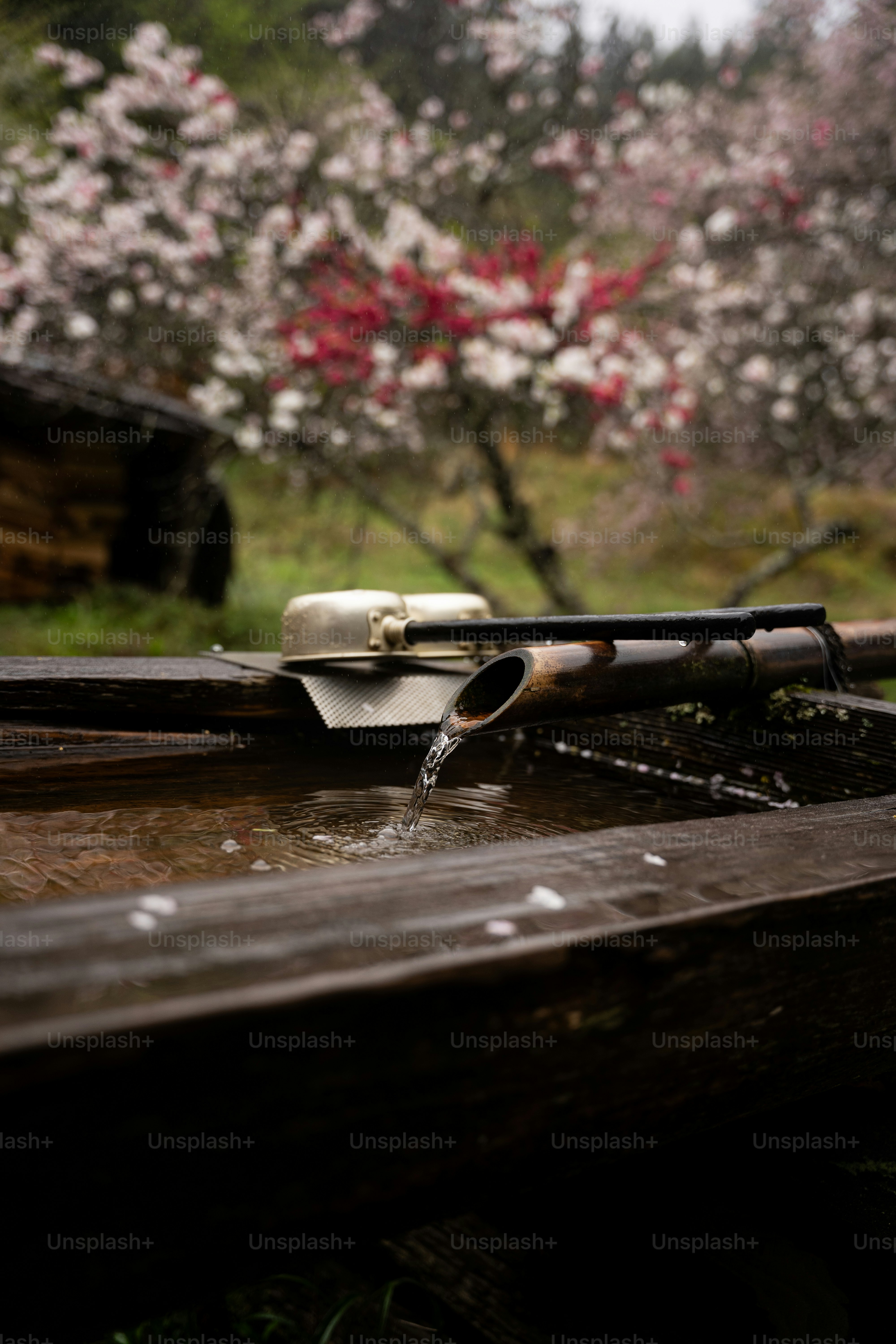 A water spigot sitting on top of a wooden table photo – Japanese Image ...