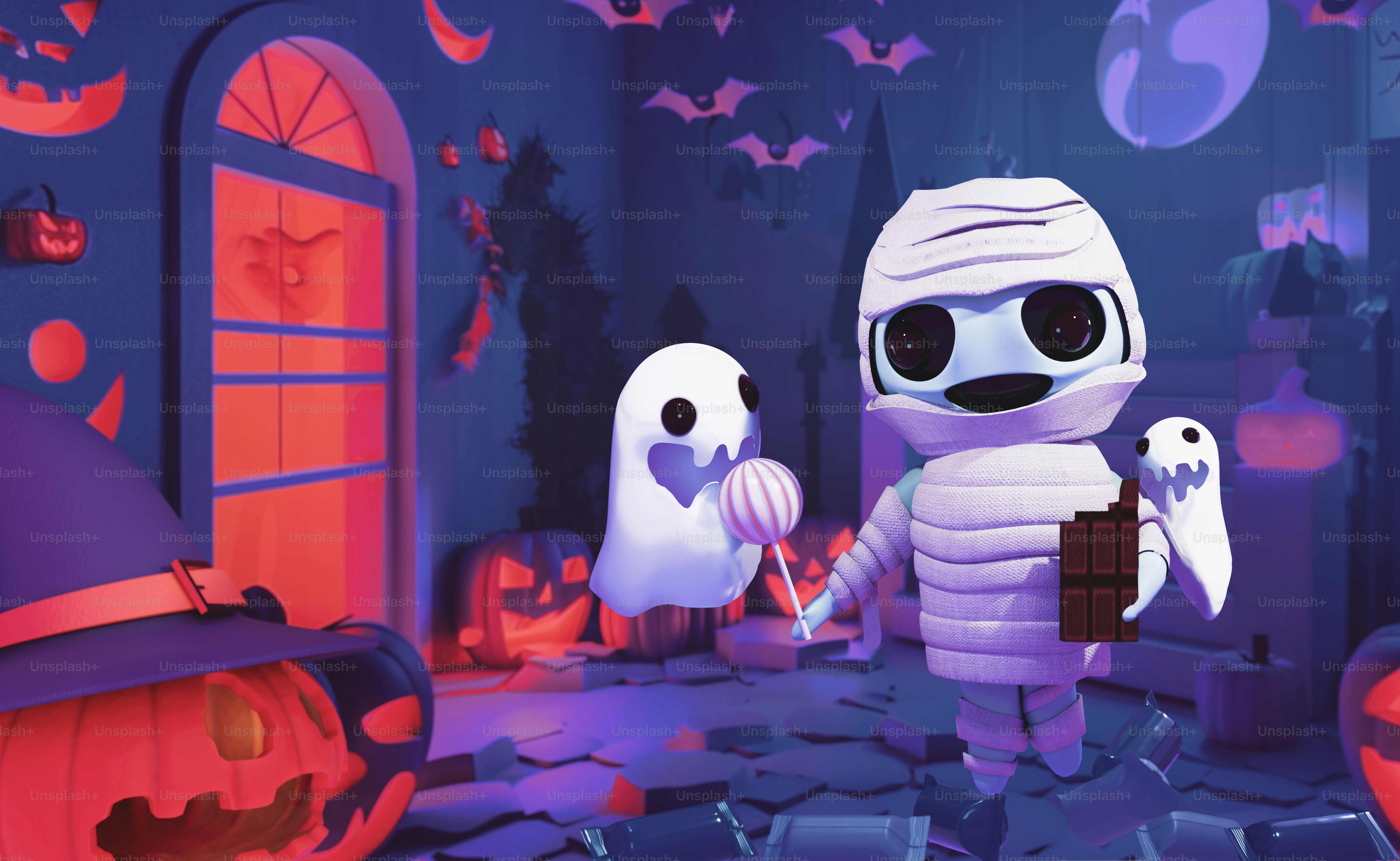 A group of animated characters standing in a room photo – Mummy Image ...