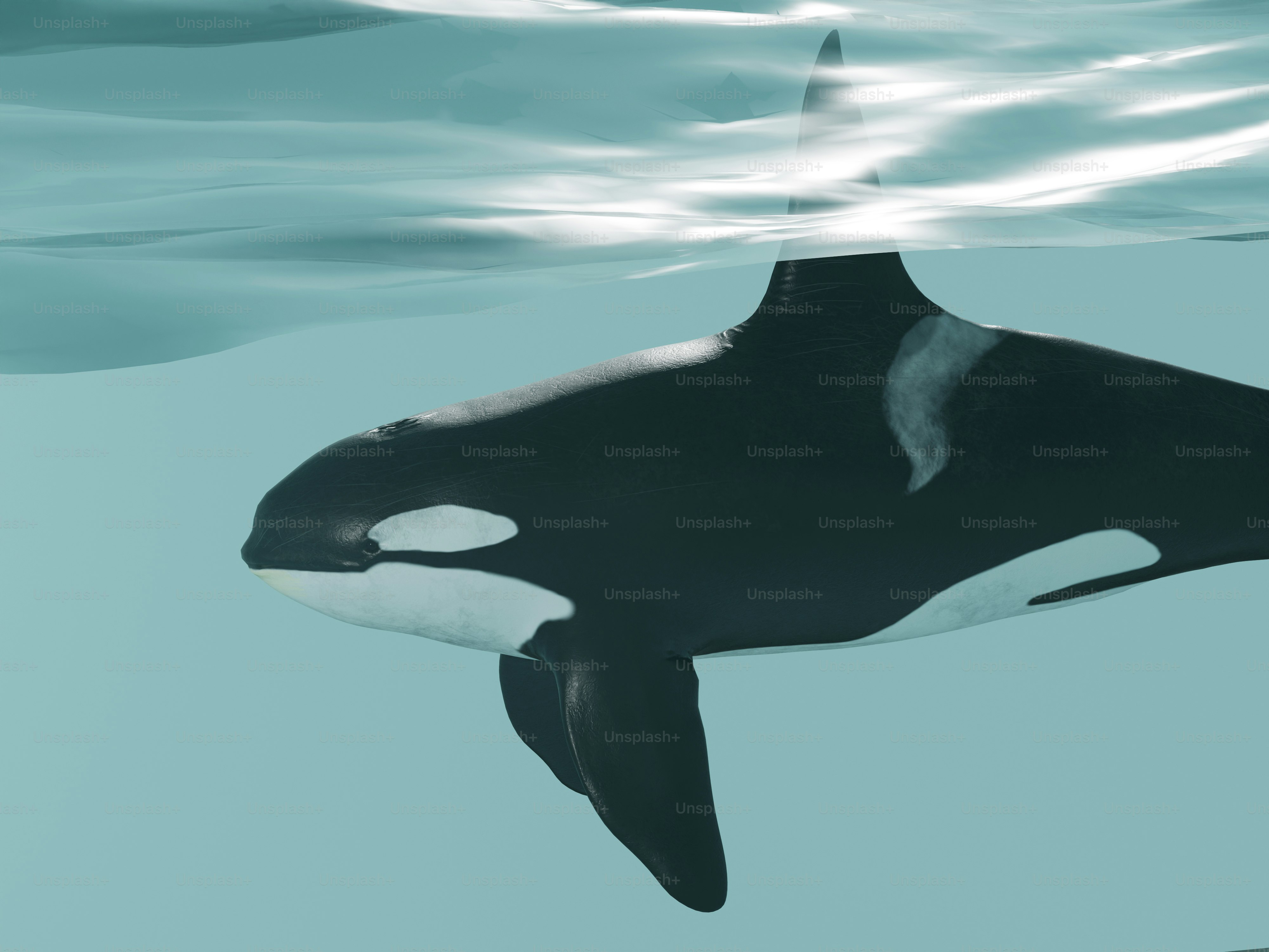 A black and white orca swimming under water photo – Orca Image on Unsplash