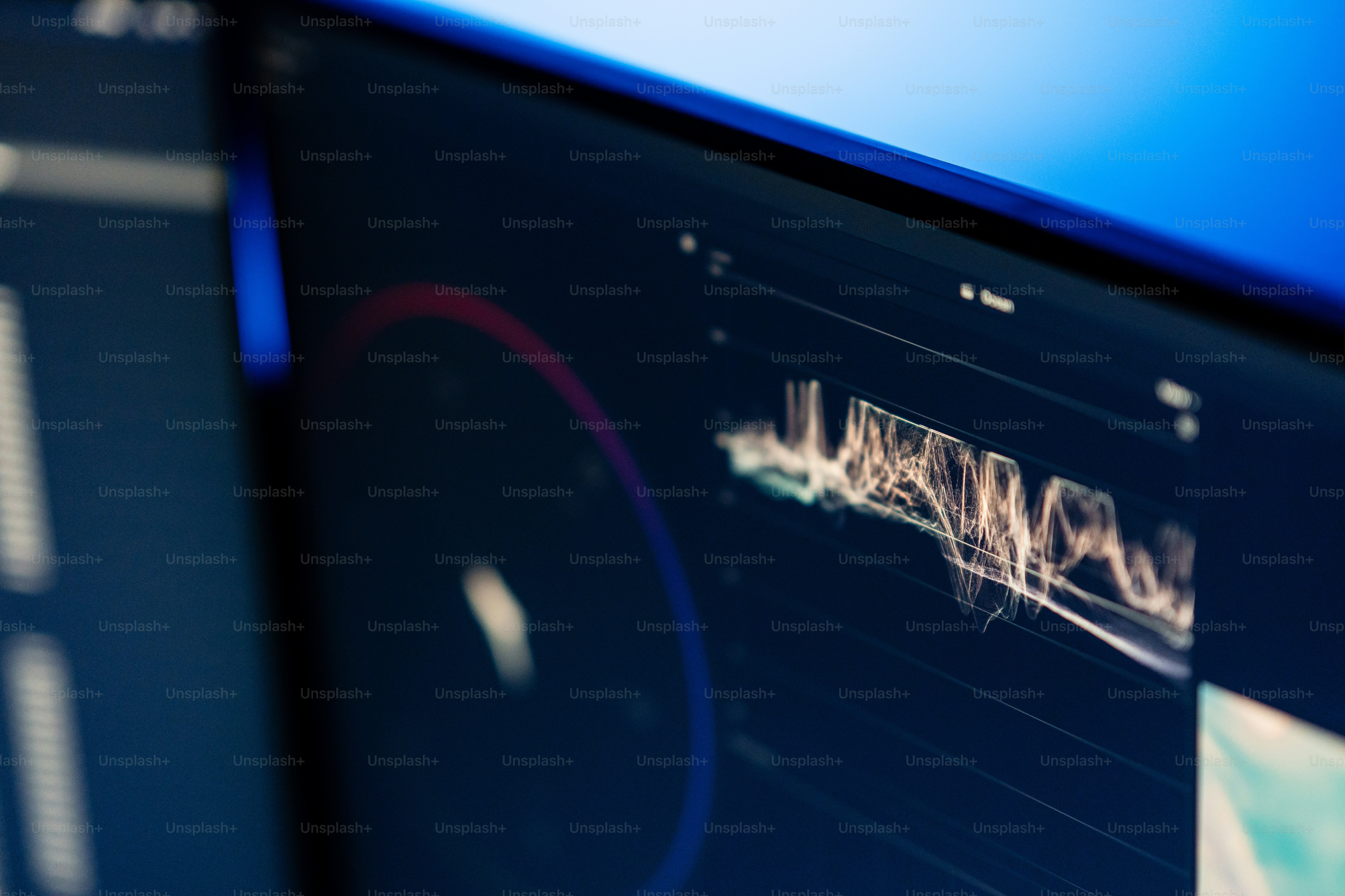A close up of a computer screen with a blurry background photo – Video ...