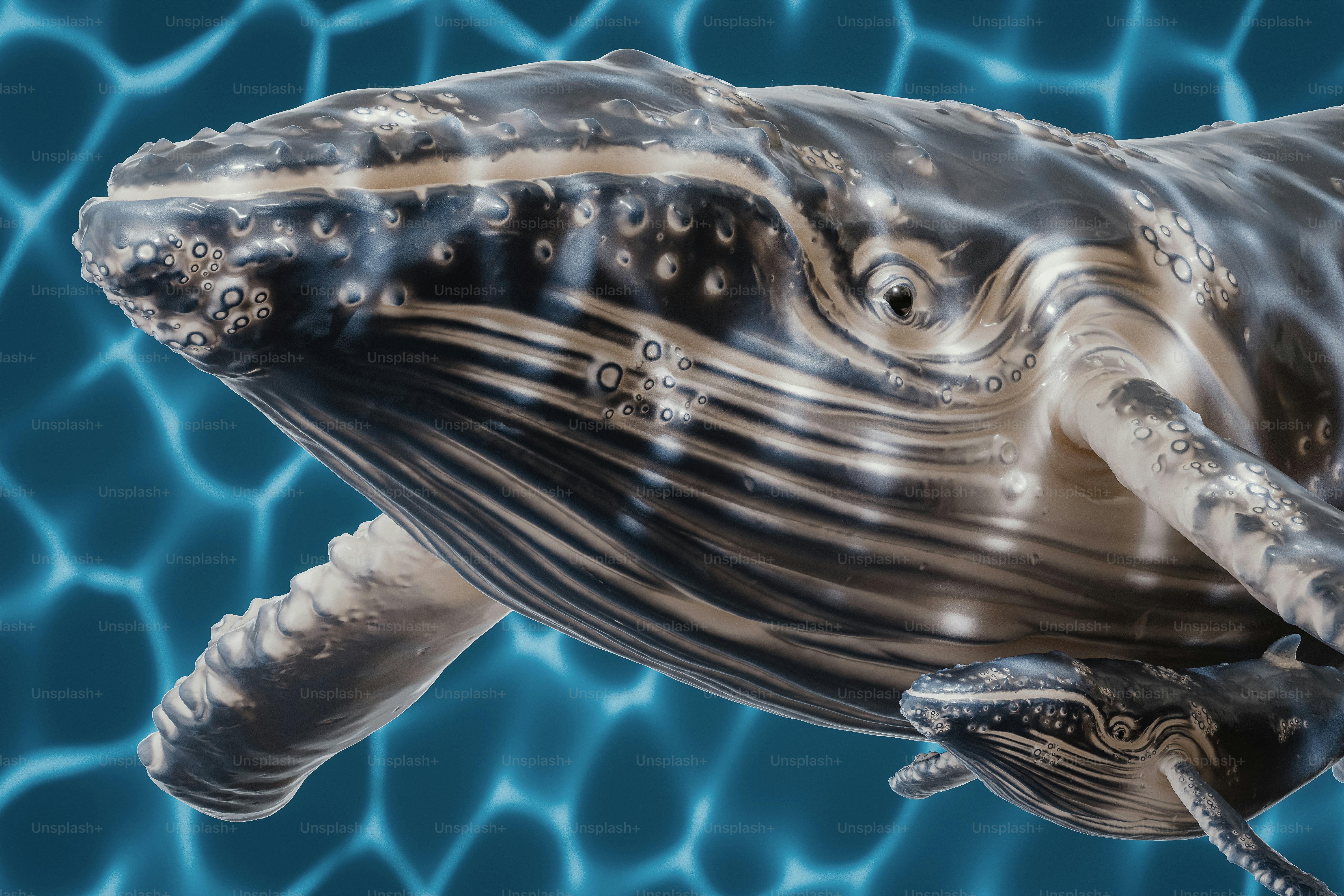 A humpback whale swimming in a pool of water photo – Wallpaper Image on ...