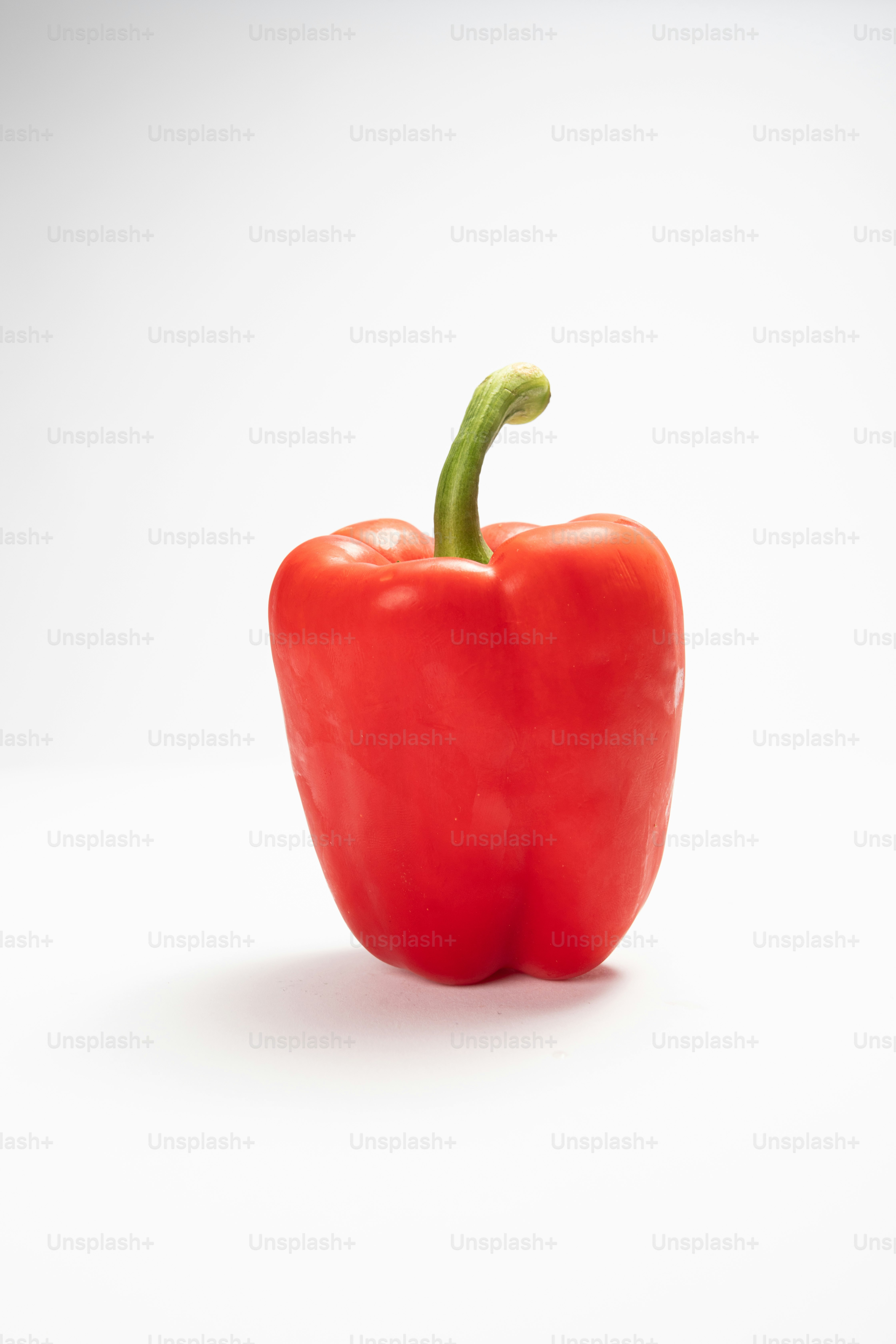 A single red pepper on a white background photo – Vegetable Image on ...