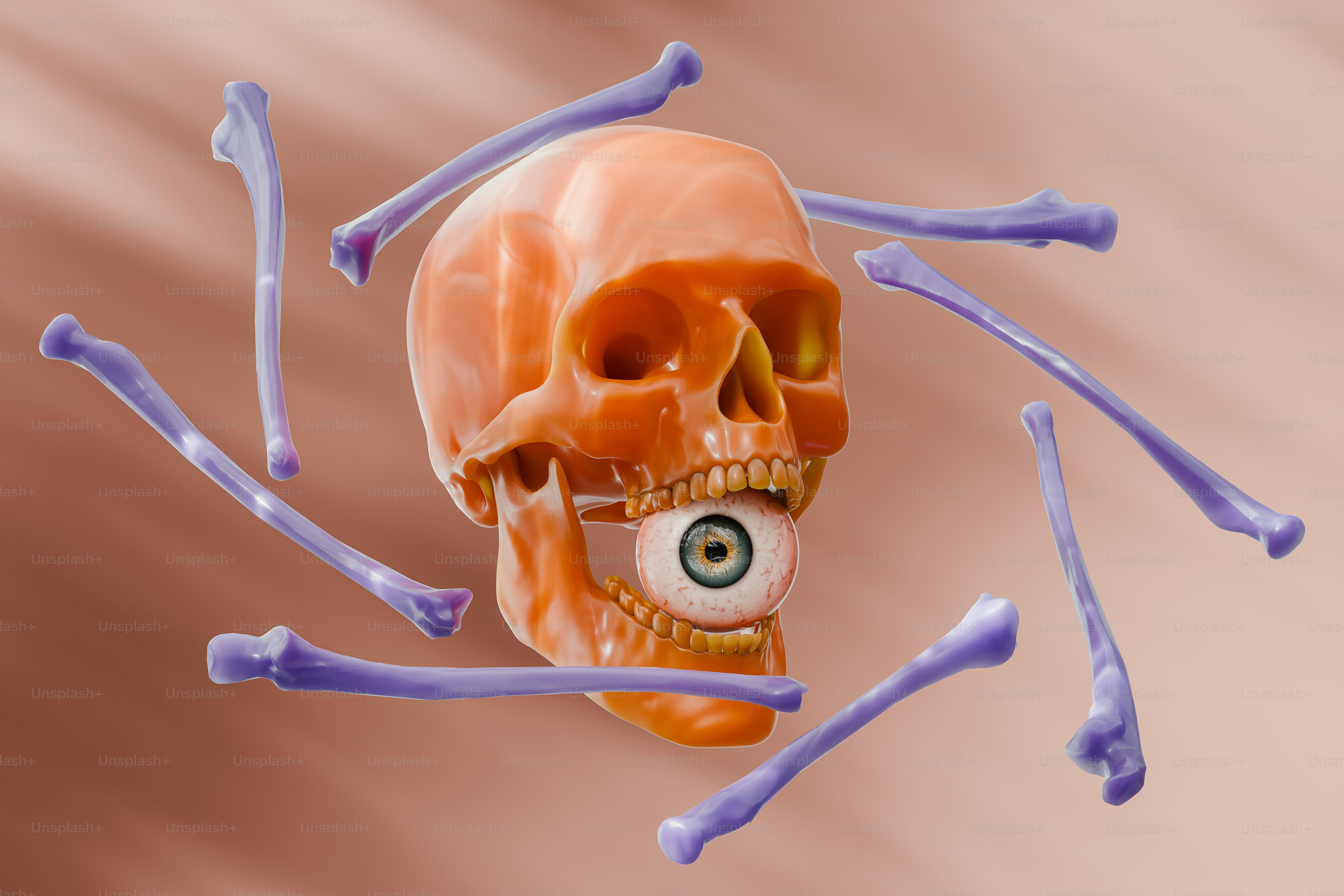 A picture of a human skull with an eyeball in it photo – Skull Image on ...