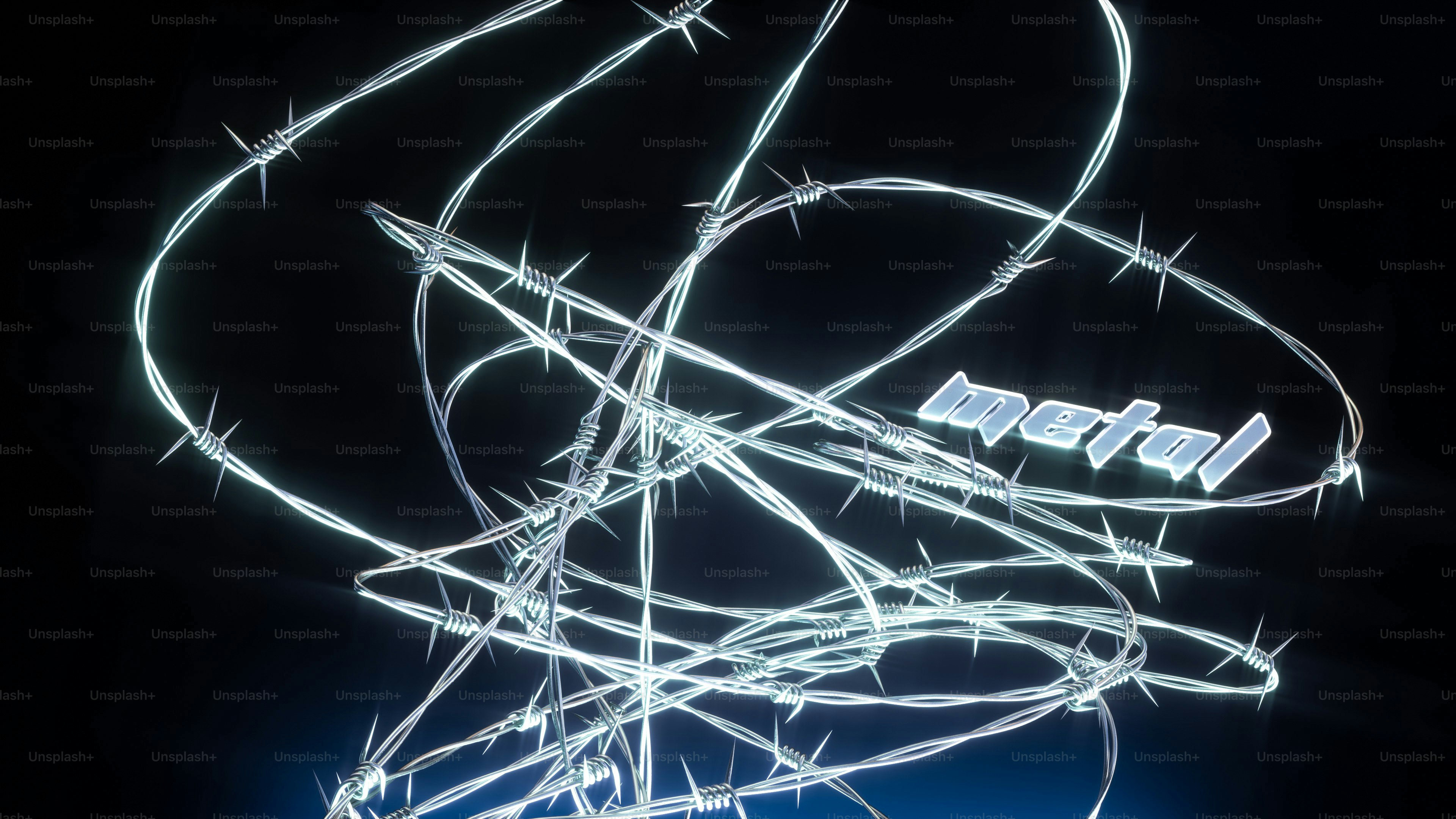 A bunch of barbed wire on a black background photo – Cyberpunk Image on ...