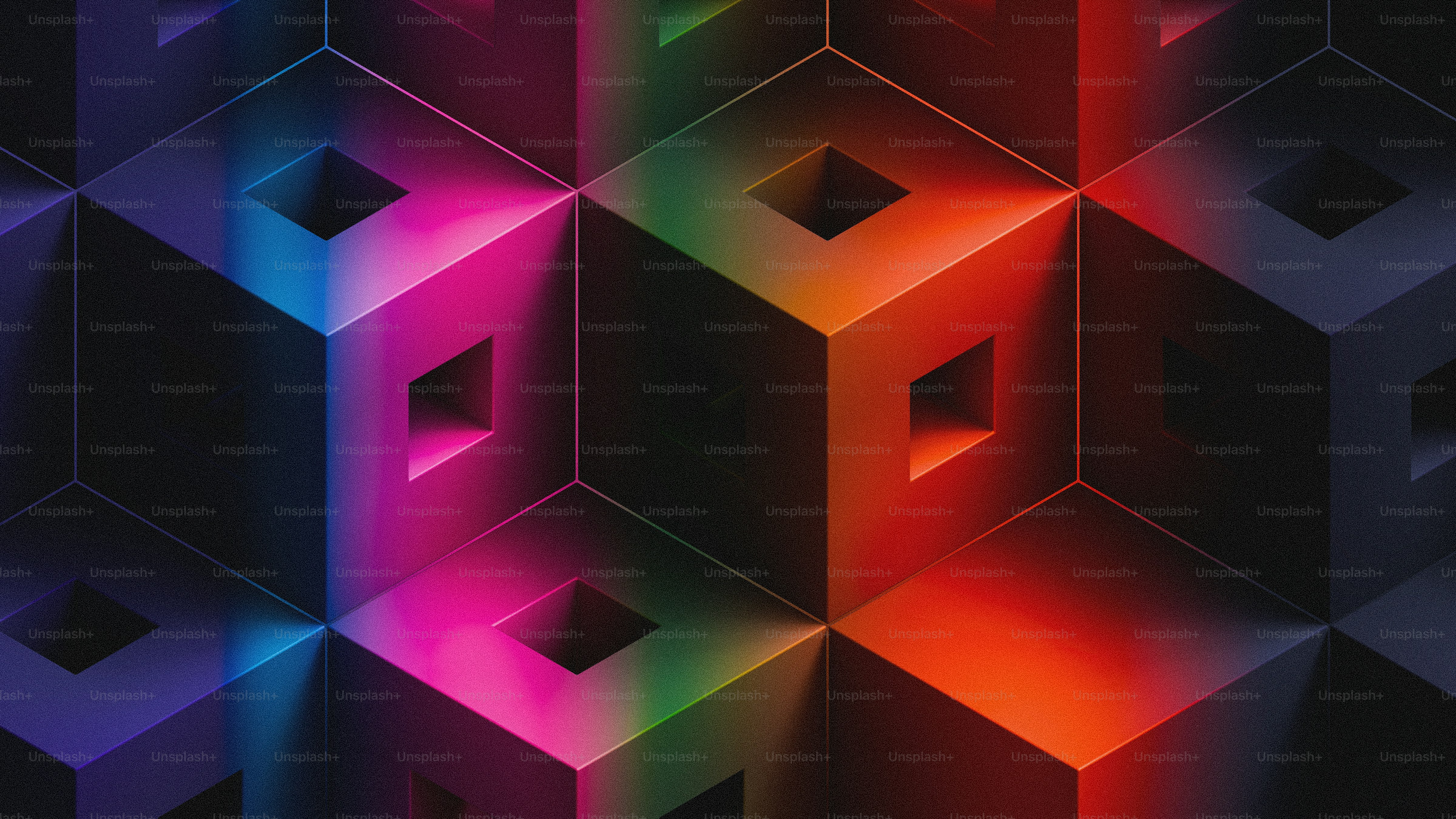 A multicolored pattern of cubes with a black background photo – 3d ...