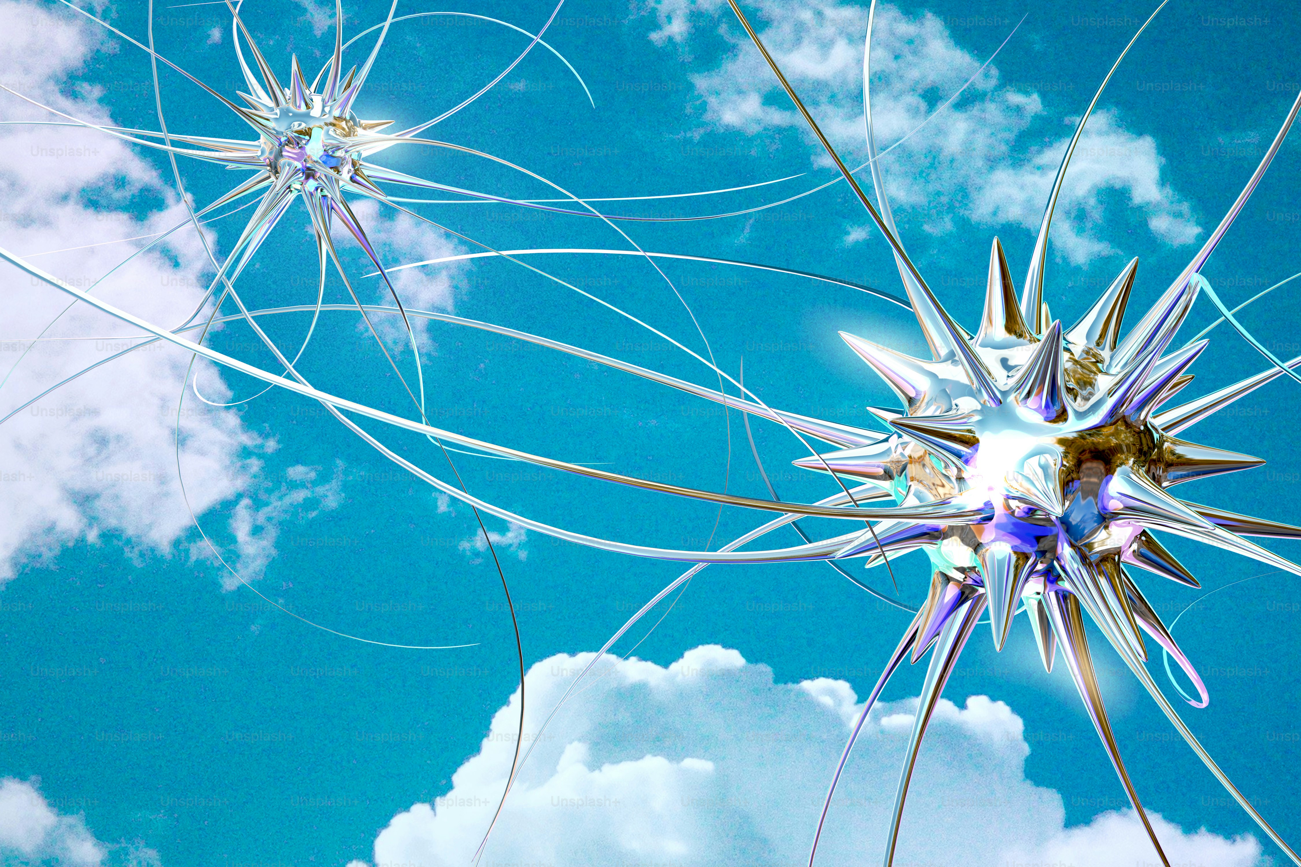 A blue sky with white clouds and a star like object photo – Cyber Image ...