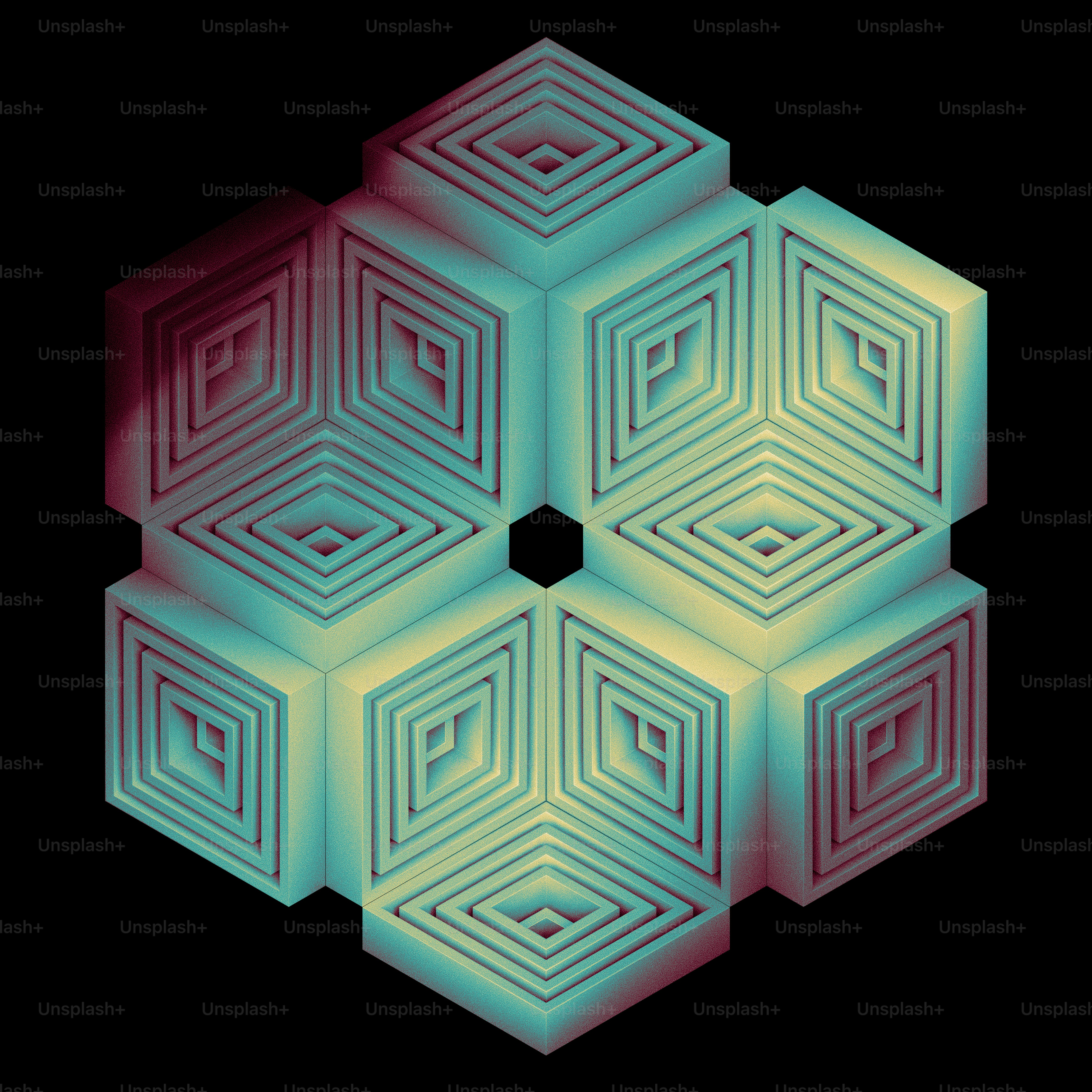 Uma imagem de um objeto hexagonal com um fundo preto foto – Imagem ...