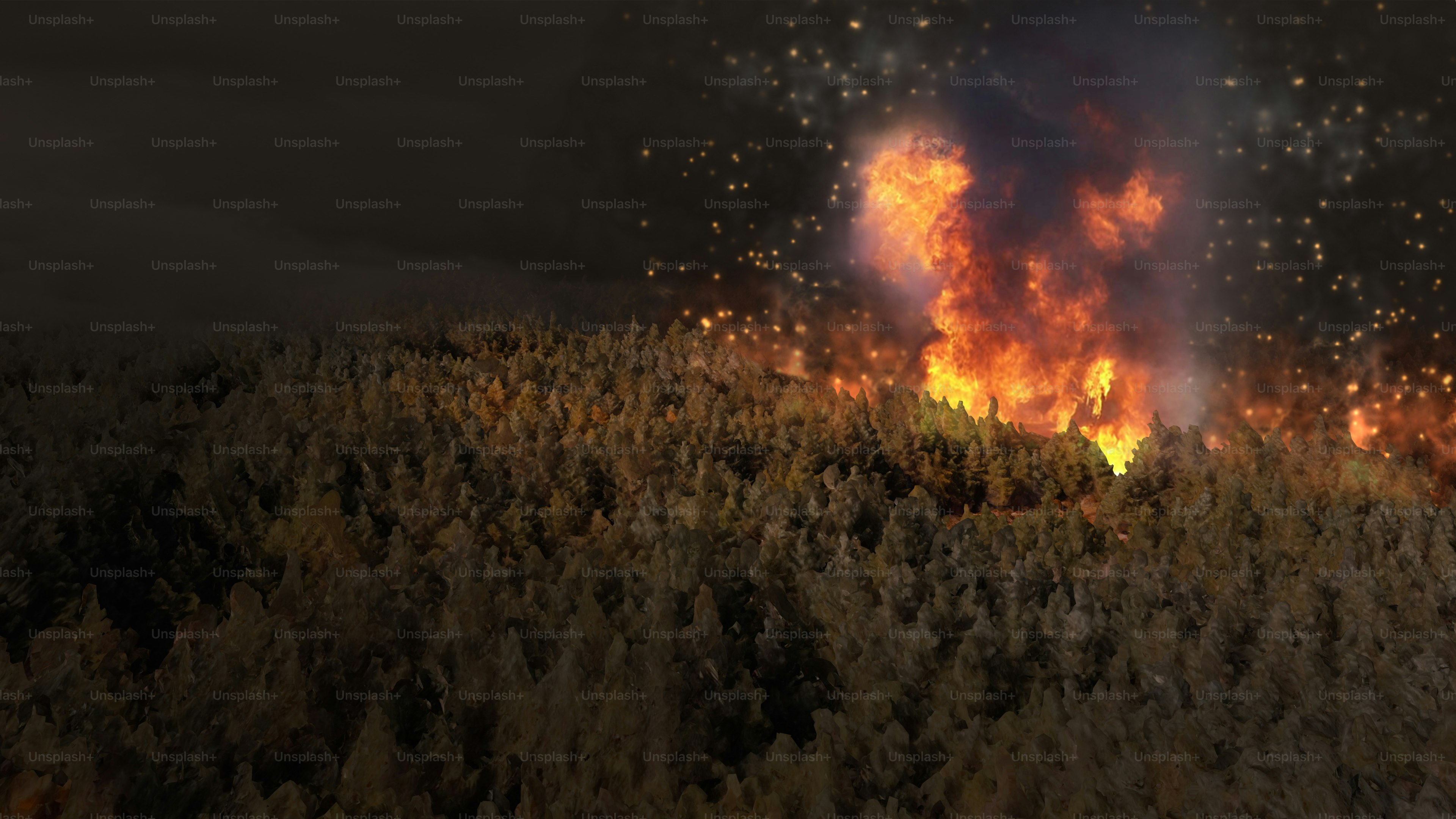 A fire blazing in a field at night photo – Wildfire Image on Unsplash