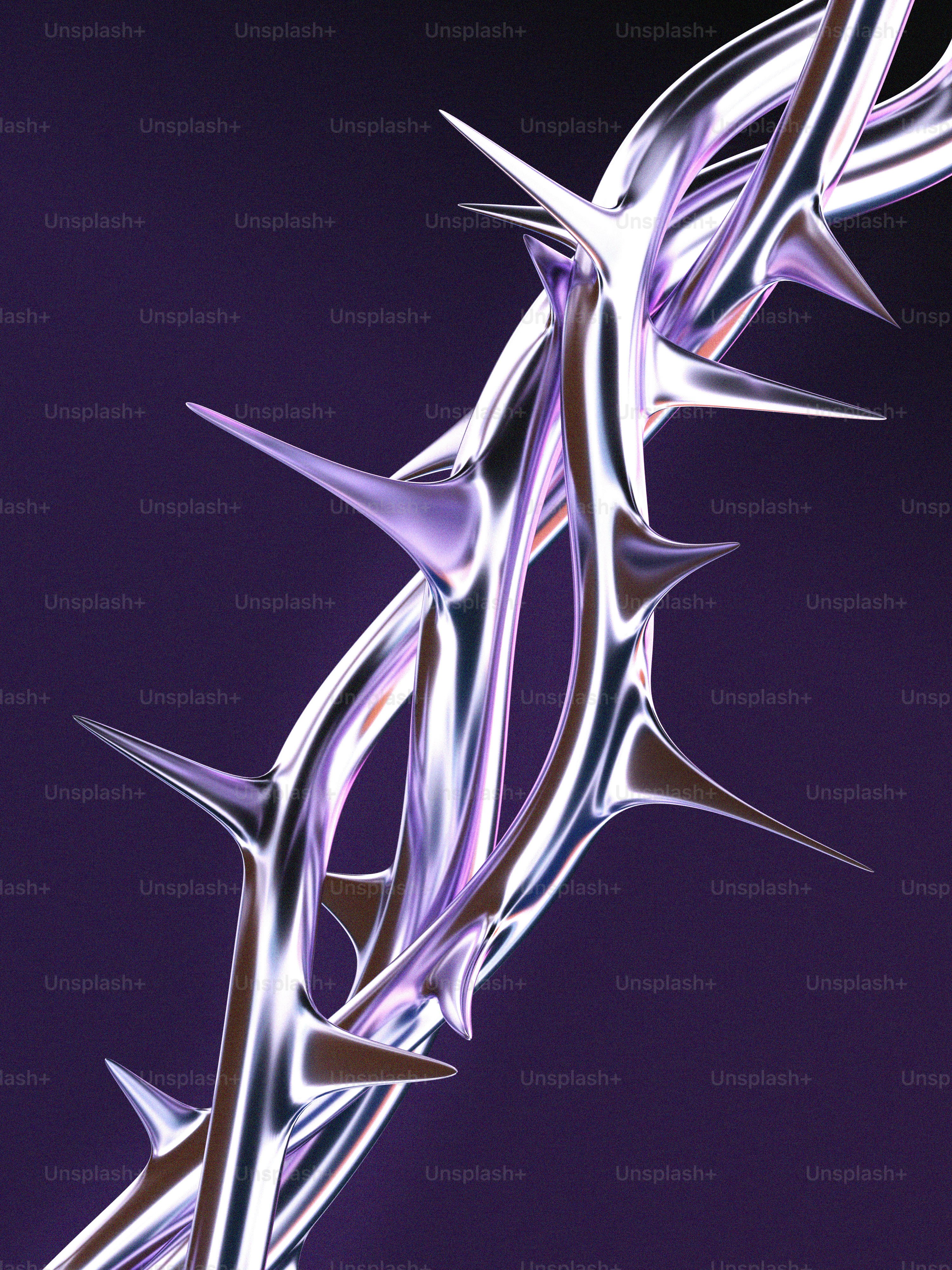 A close up of a barbed wire on a purple background photo – Cybernetic ...