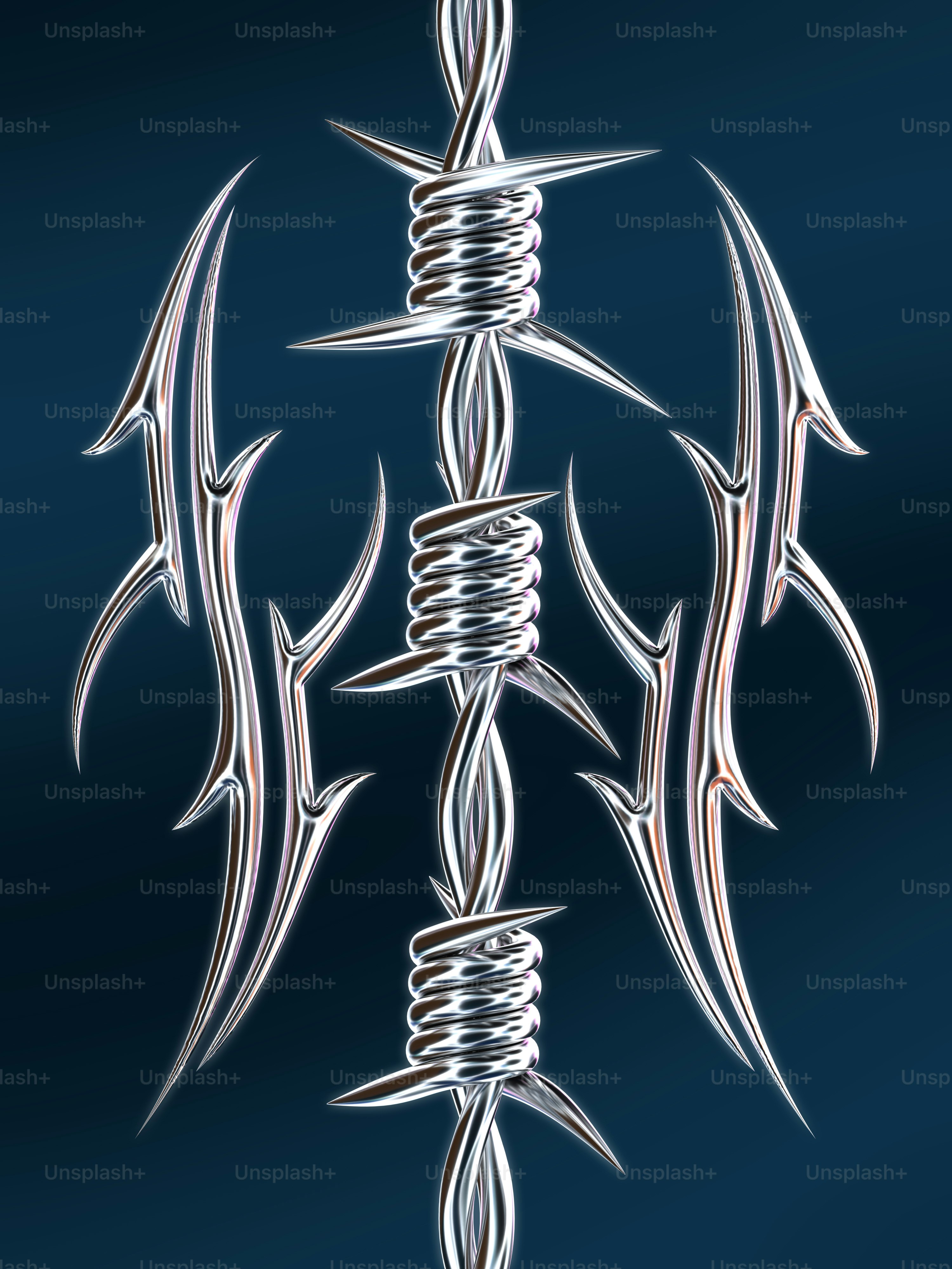 A picture of a cross made out of barbed wire photo – 3d render Image on ...