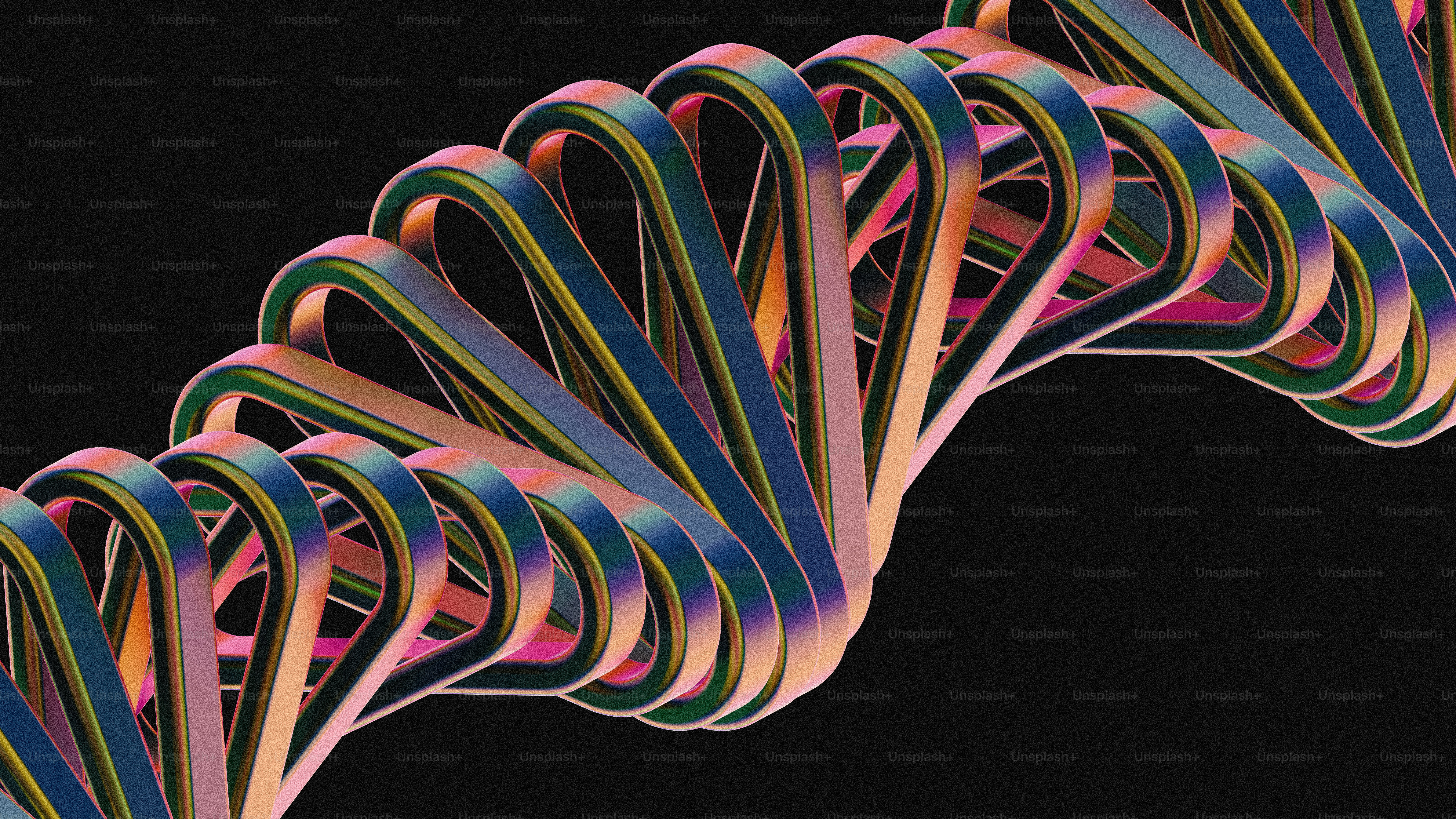 A group of multicolored spirals on a black background photo – Dna Image ...