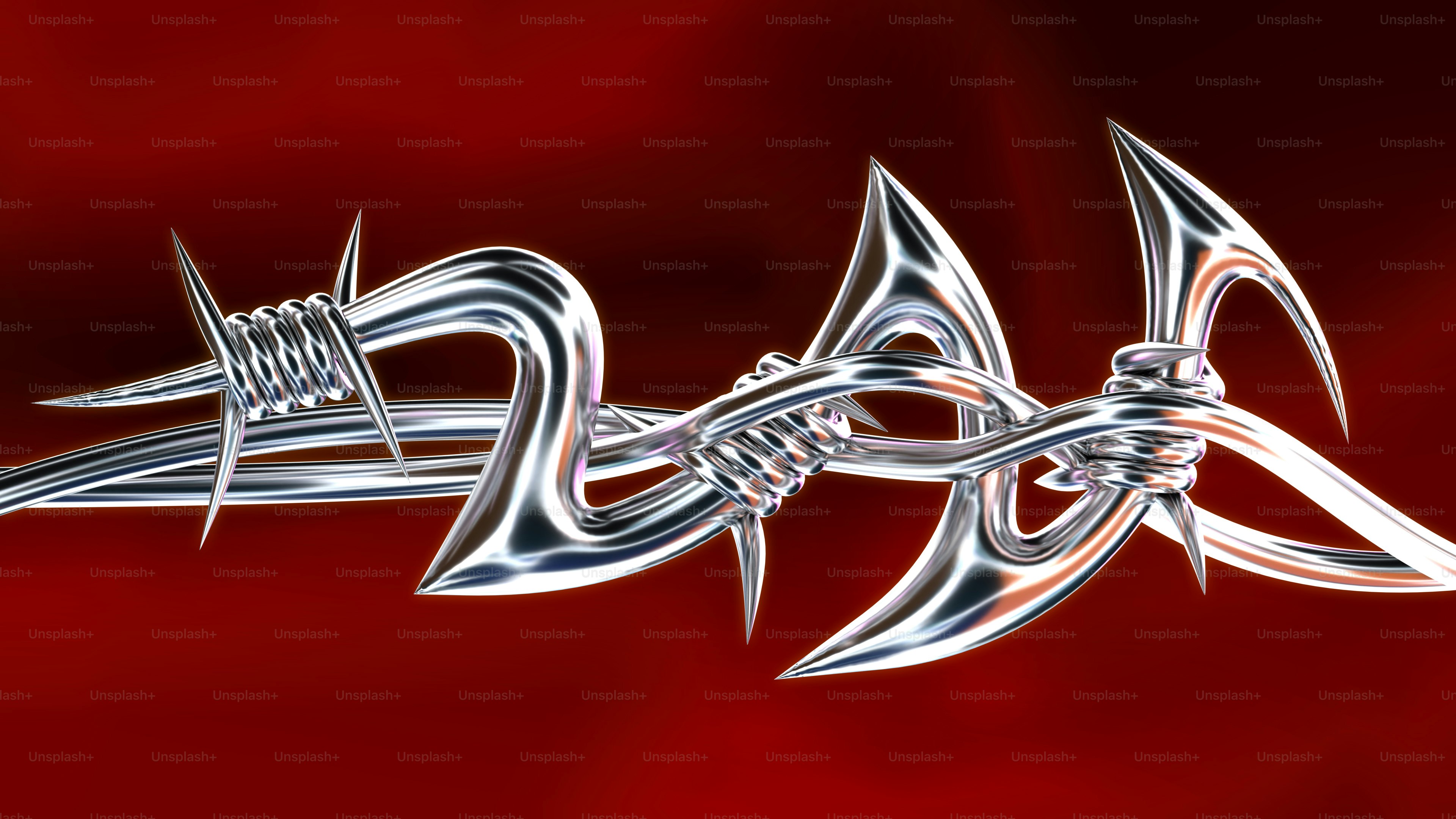 A picture of a barbed wire on a red background photo – Cyber spikes ...